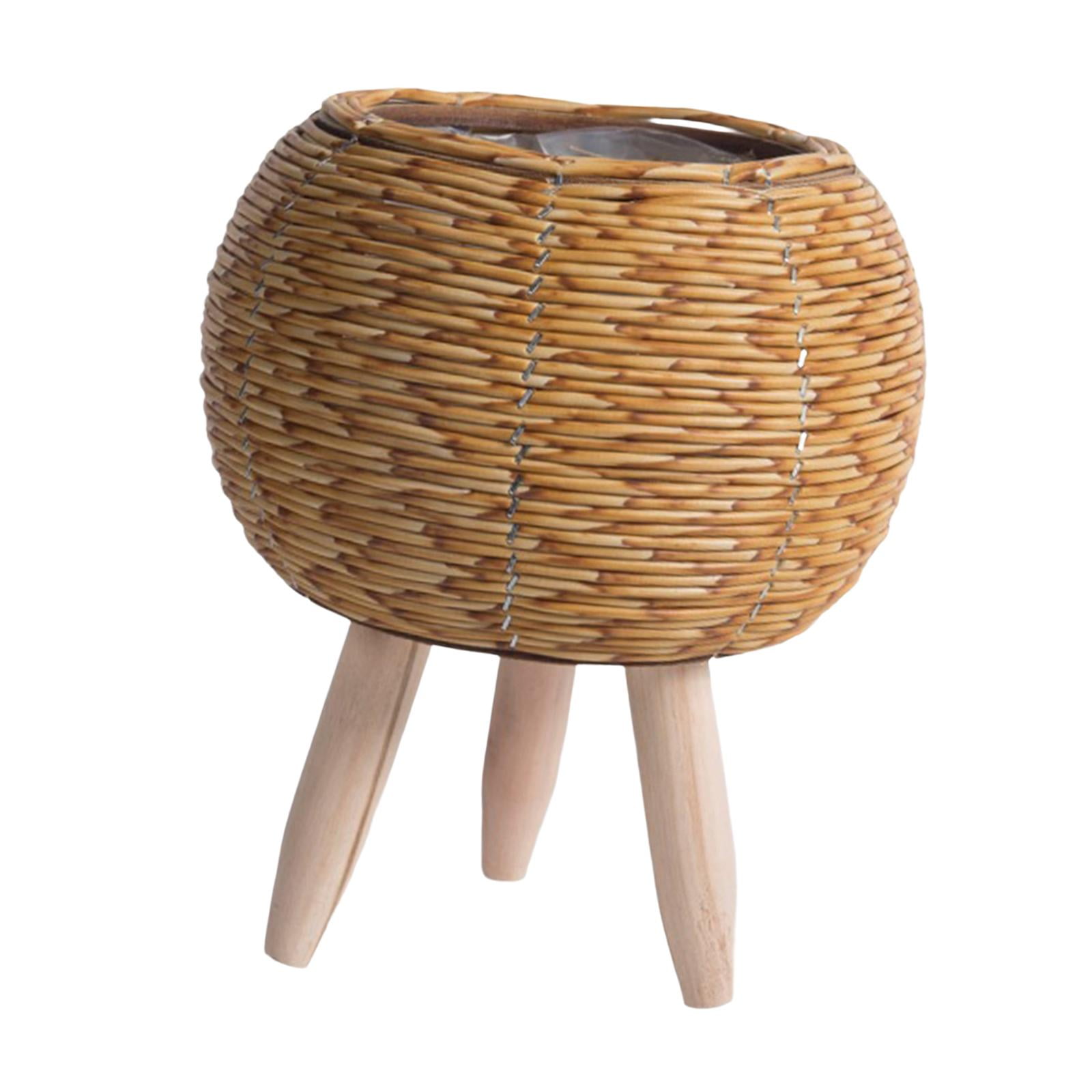 Woven Basket Plant Stand with Legs Basket Planter Ornaments Creative ...