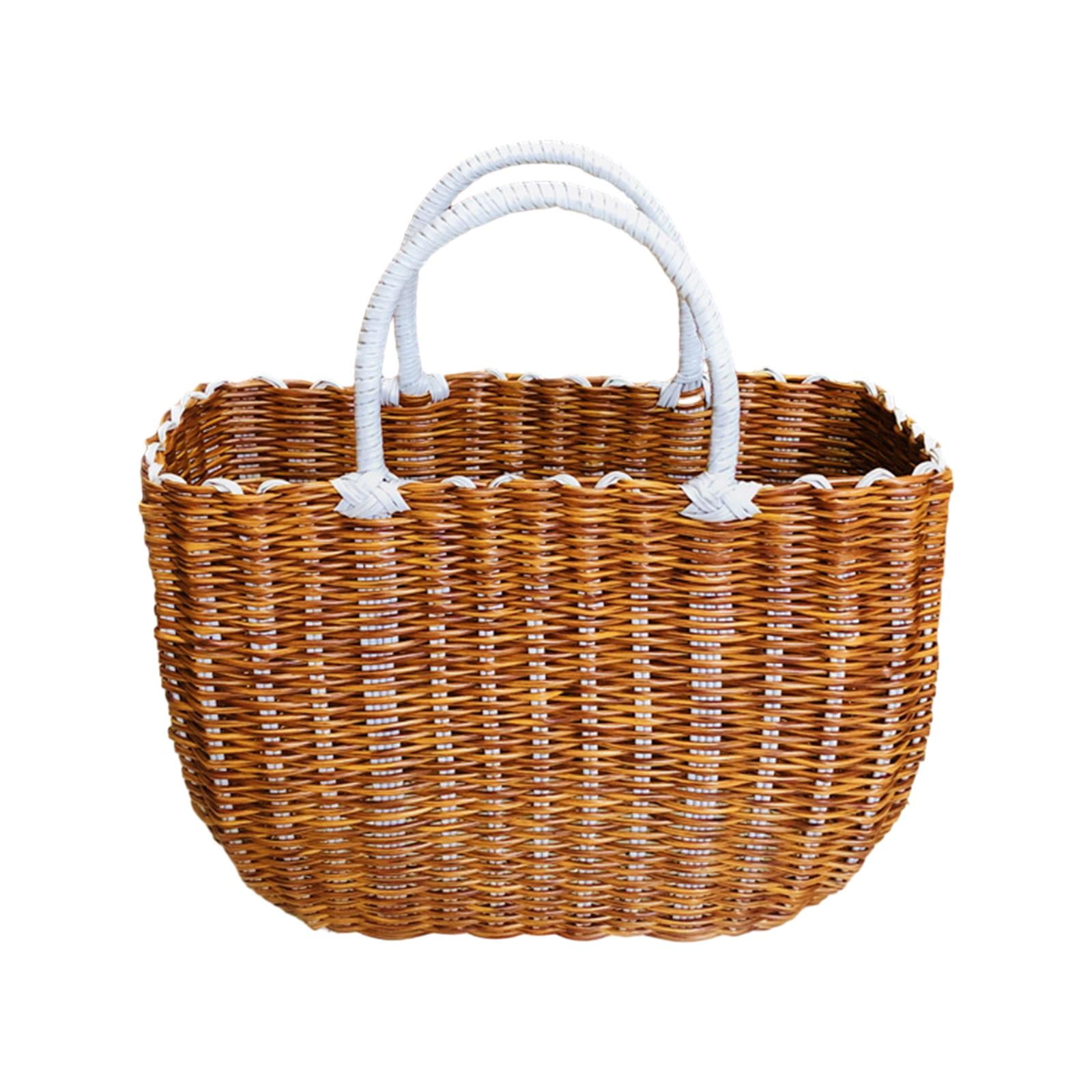 Woven Basket with Handles Nesting Basket Bin Fruits Storage Baskets ...