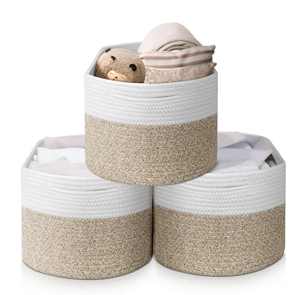 Cartoon Bunny Cotton Rope Storage Basket, Adorable Bunny Ear & Pom-Pom ...