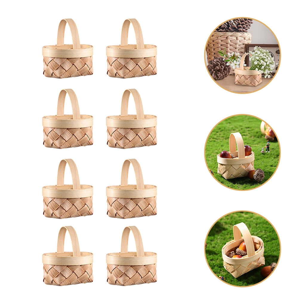 Woven Baskets with Handle 8pcs Wood Chip Baskets Candy Container ...