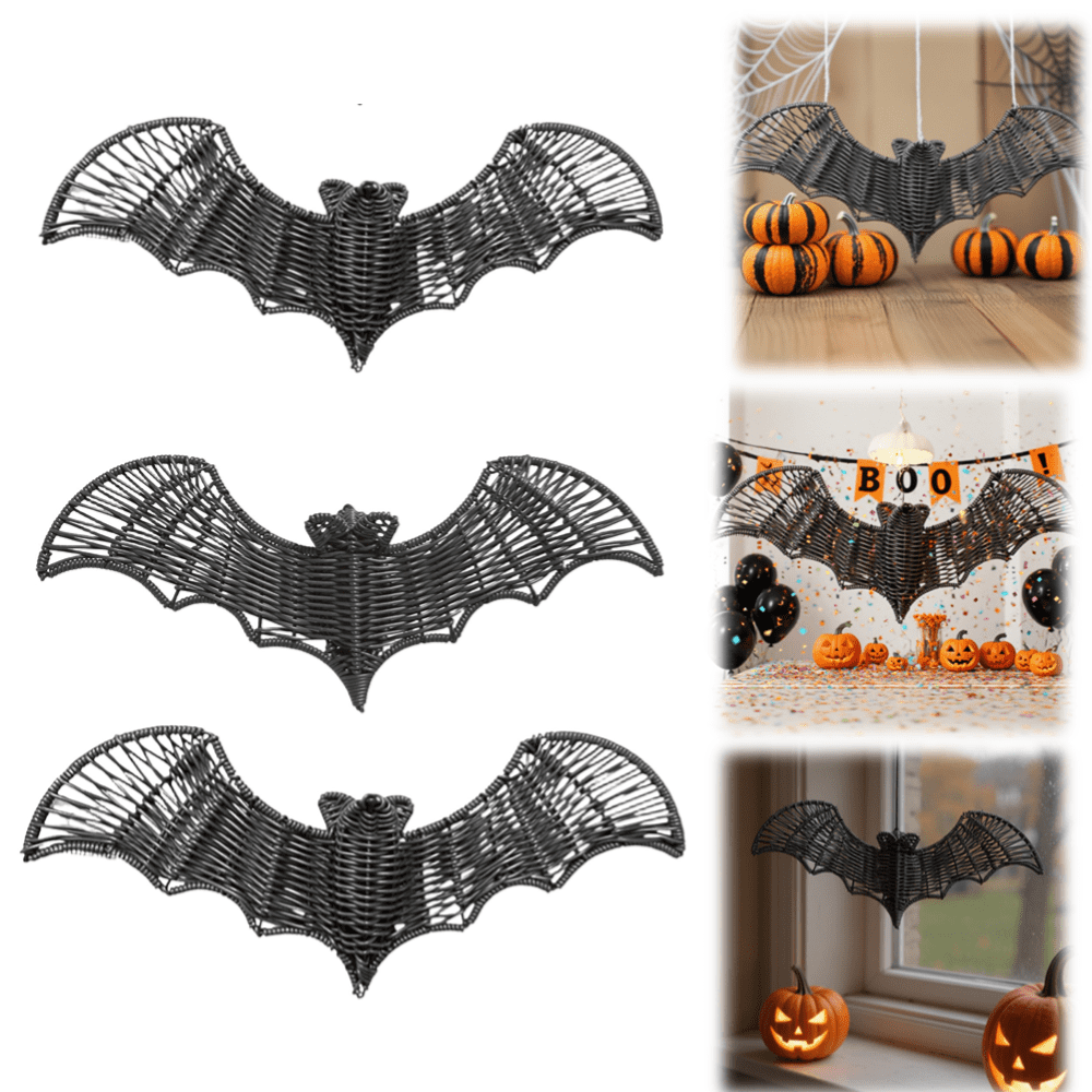 Woven Bat Decor Halloween Decorations 2025 3 Pack, Rattan Bat Decor ...