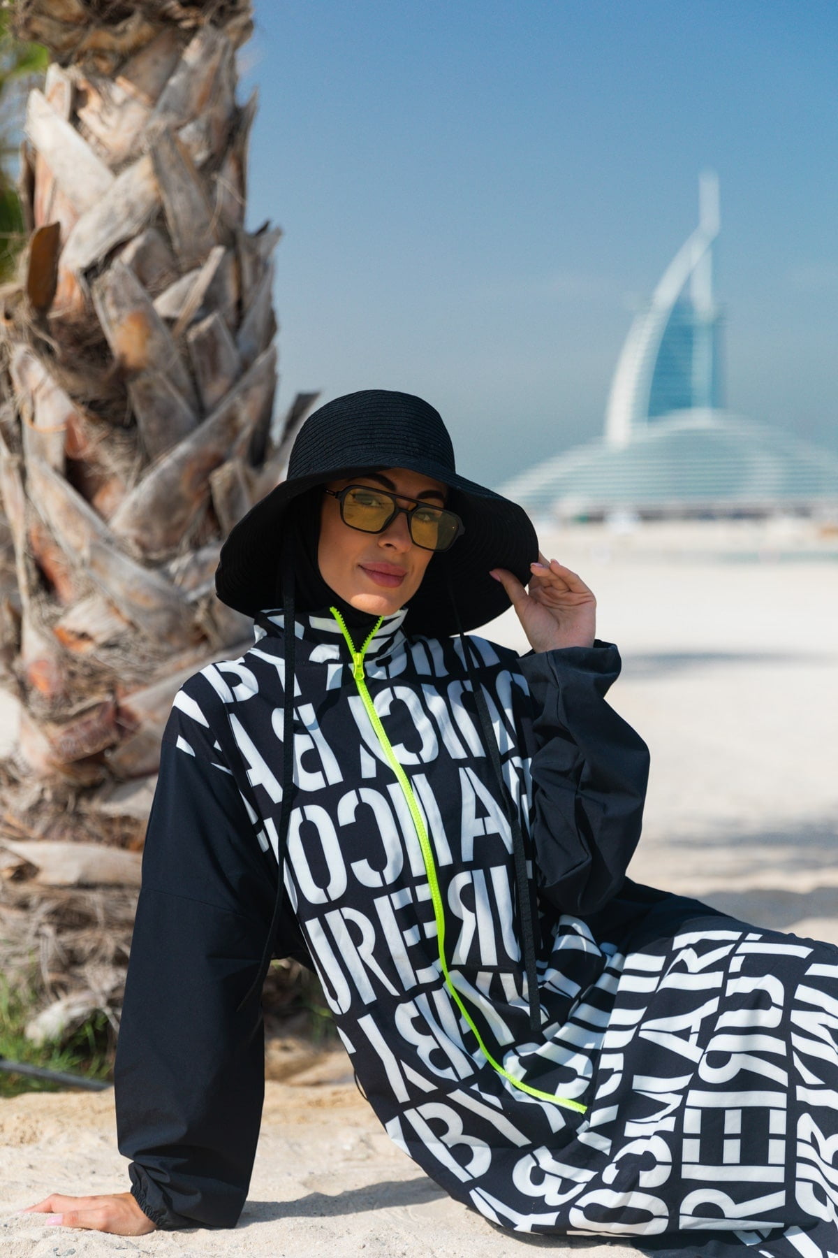 Woven Black Burkini Modest Swimwear M2301 USA - Walmart.com