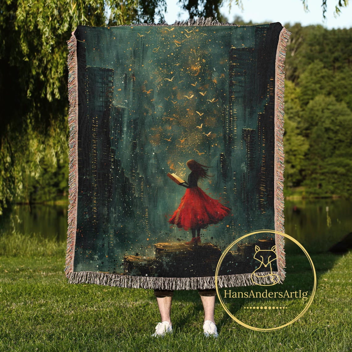 Woven Blanket Book Art Throw Blanket Book Lover Decor Whimsigoth Style ...