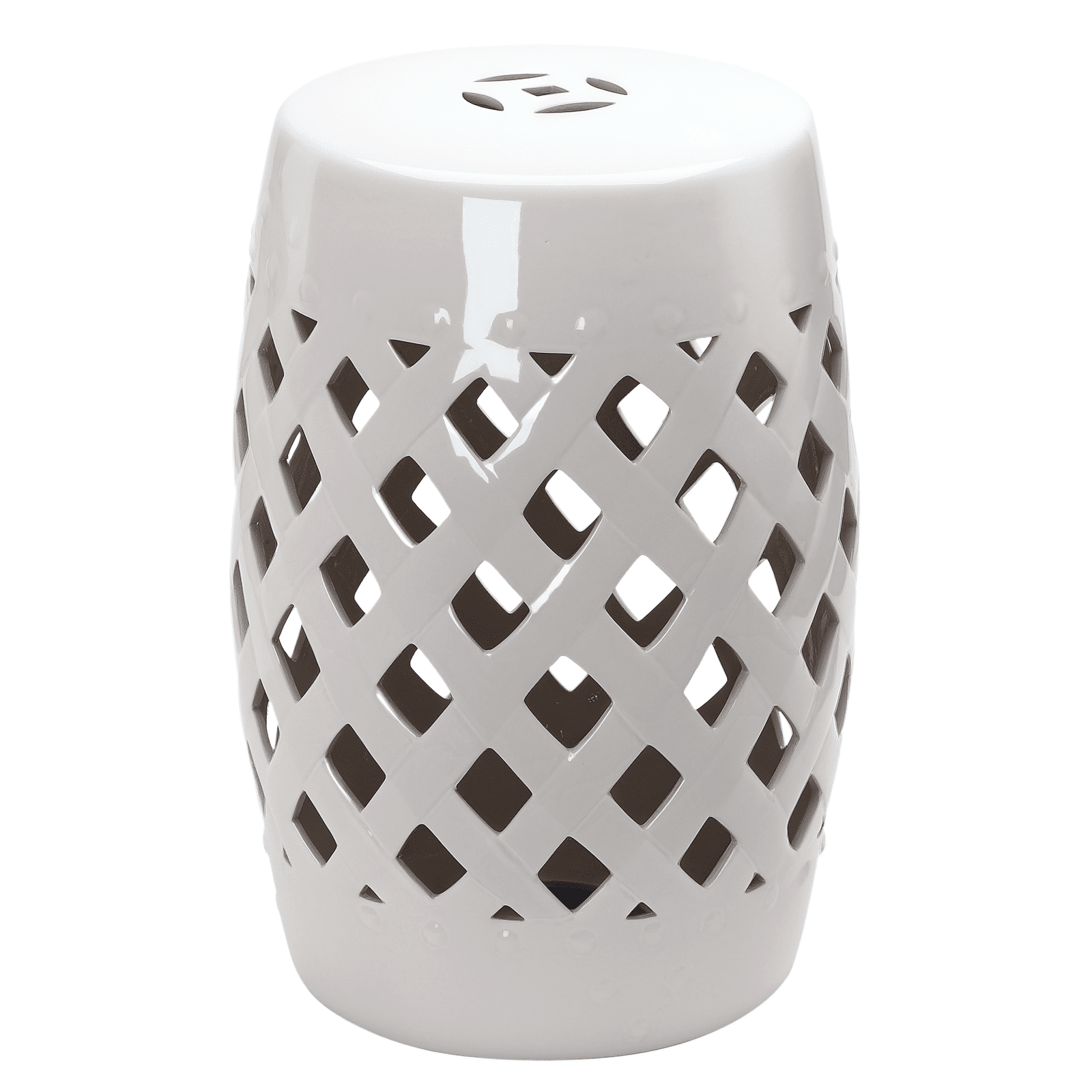 Woven Ceramic Garden Stool, White Glazed, Easy Clean & Supportive for ...