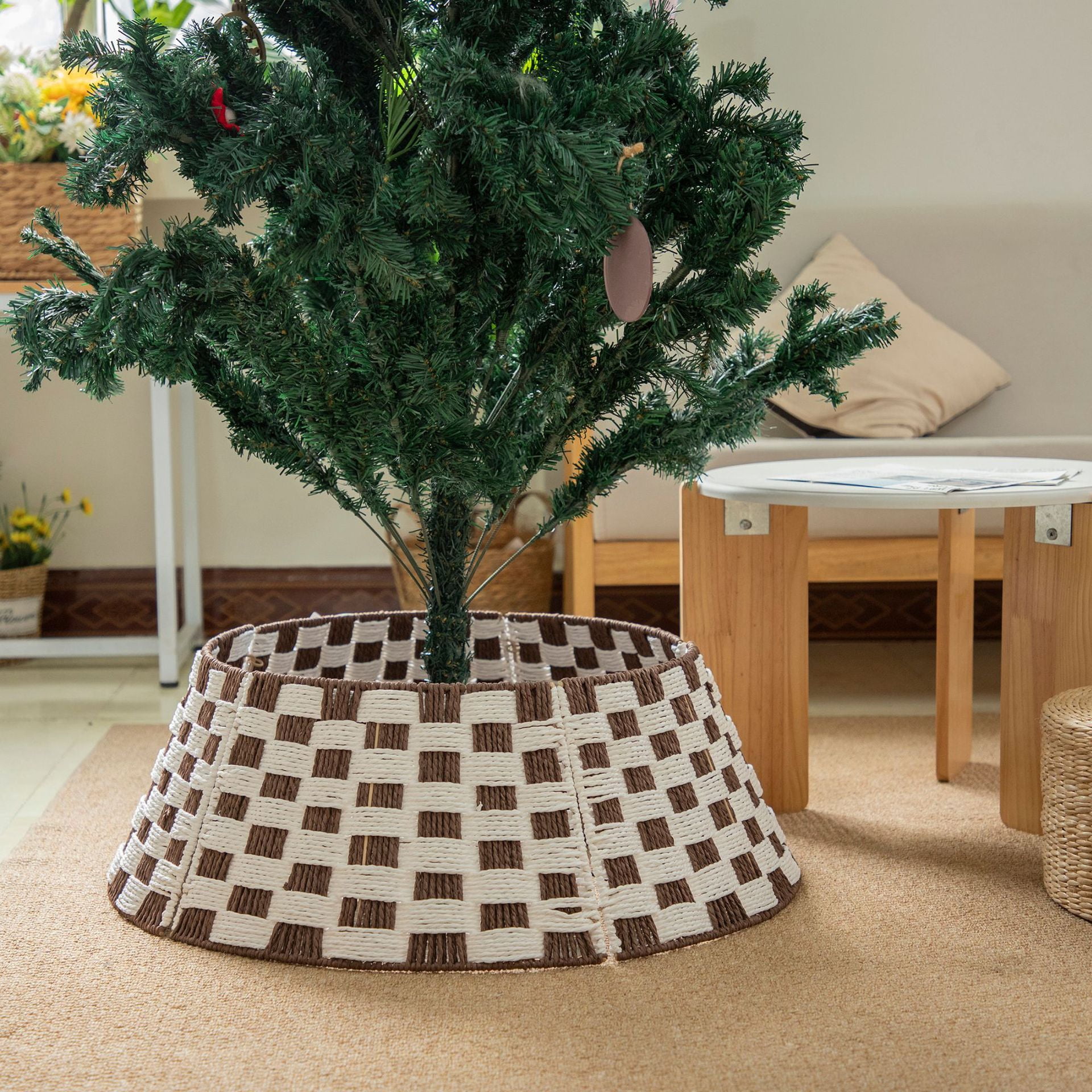 Woven Christmas Tree Collars Decorations, Farmhouse Style Woven ...