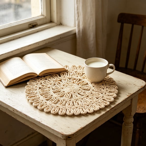 Woven Corn Husk Placemat Natural Round Heat Resistant Table Mat for ...