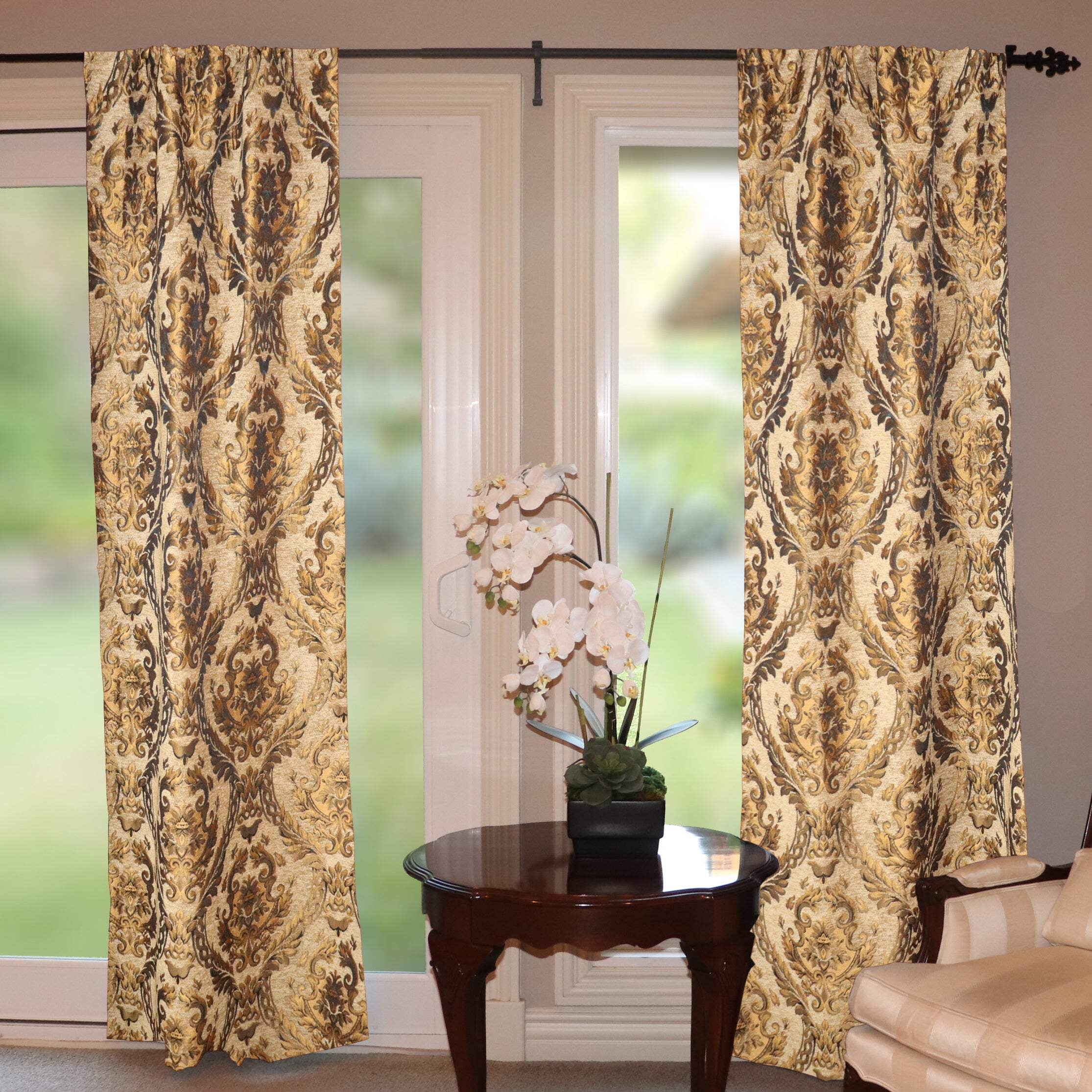 Woven Damask Polyester Jacquard Heavy Upholstery Curtain Panel 56 Inch Wide - Walmart.com