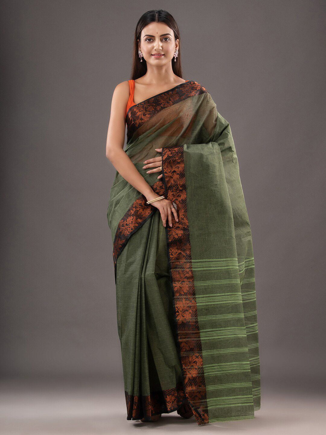 Woven Design Zari Pure Cotton Taant Saree - 24759560 - Walmart.com