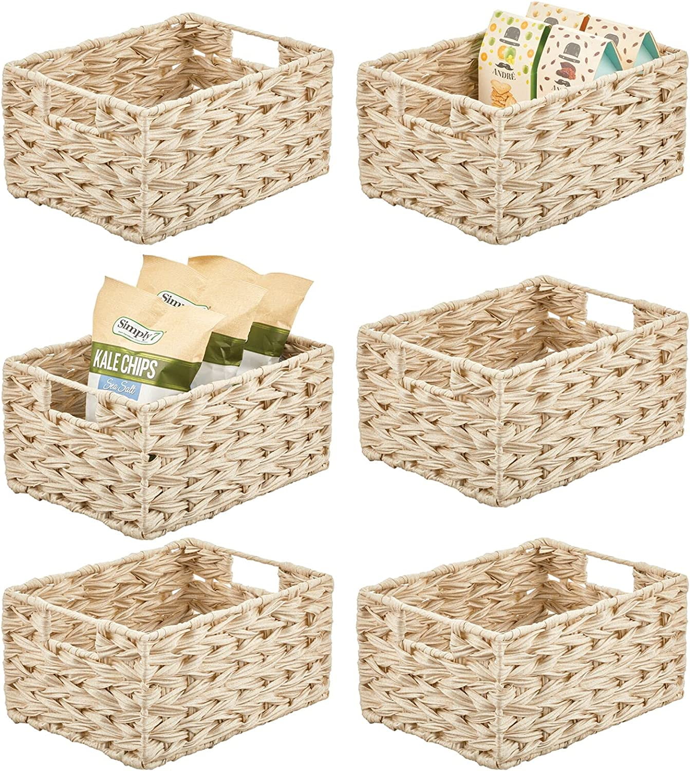 Woven Farmhouse Kitchen Pantry Food Storage Organizer Basket Bin Box ...