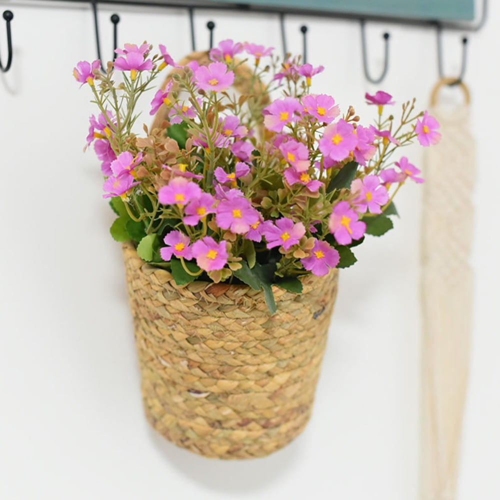 Woven Flower Basket Straw Weaving Basket Plant Flower Pots Cover Garden ...