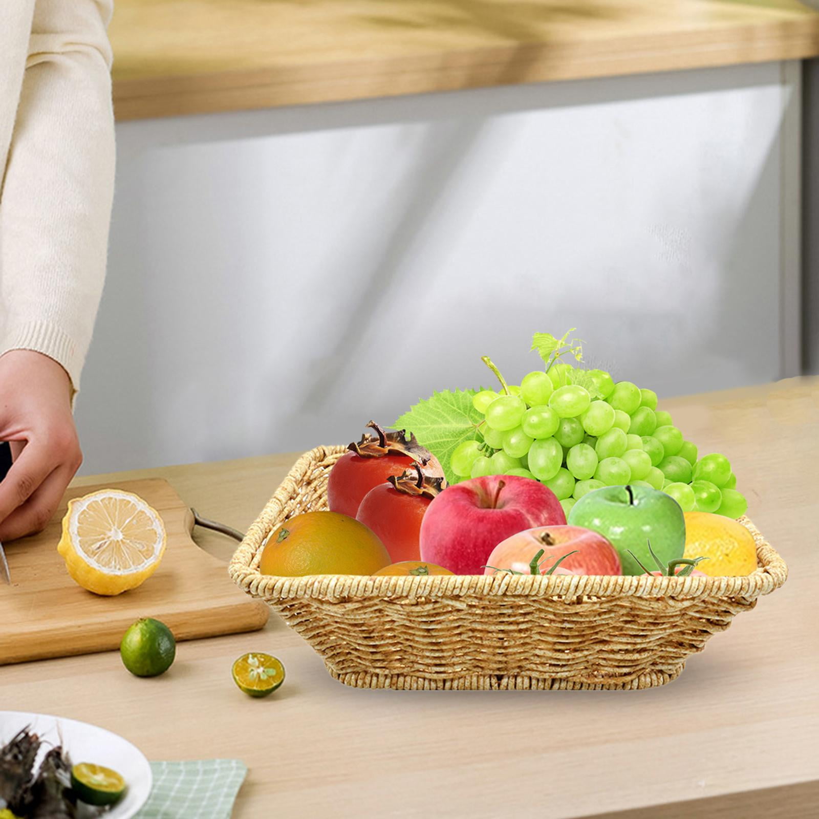 Woven Fruit Basket Kitchen Fruit Bowl, Food Serving Holder Farmhouse ...