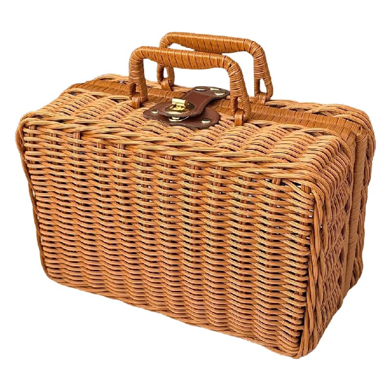 Woven Handheld Storage Basket Imitation Rattan Weaving Gift Box for ...