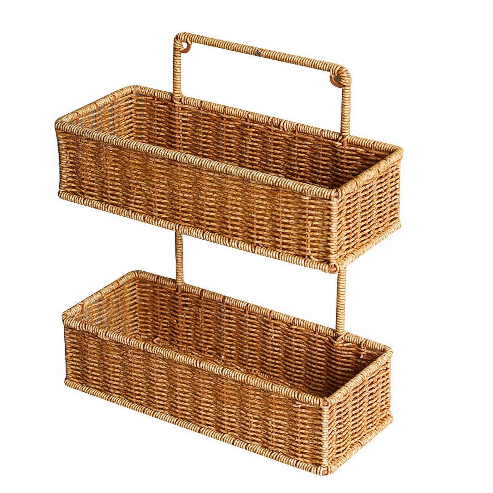 Woven Hanging Basket Wall Basket 1-Tier/2-Tier Wicker Storage Baskets ...