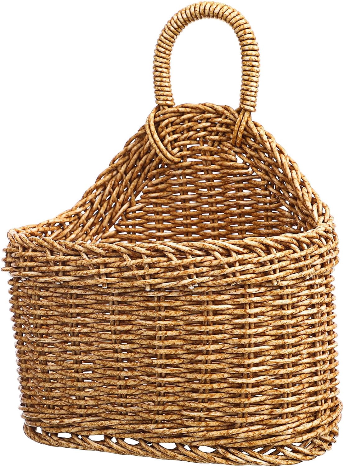 Woven Hanging Basket Wall Storage: Farmhouse Rattan Flower Bin Kitchen ...