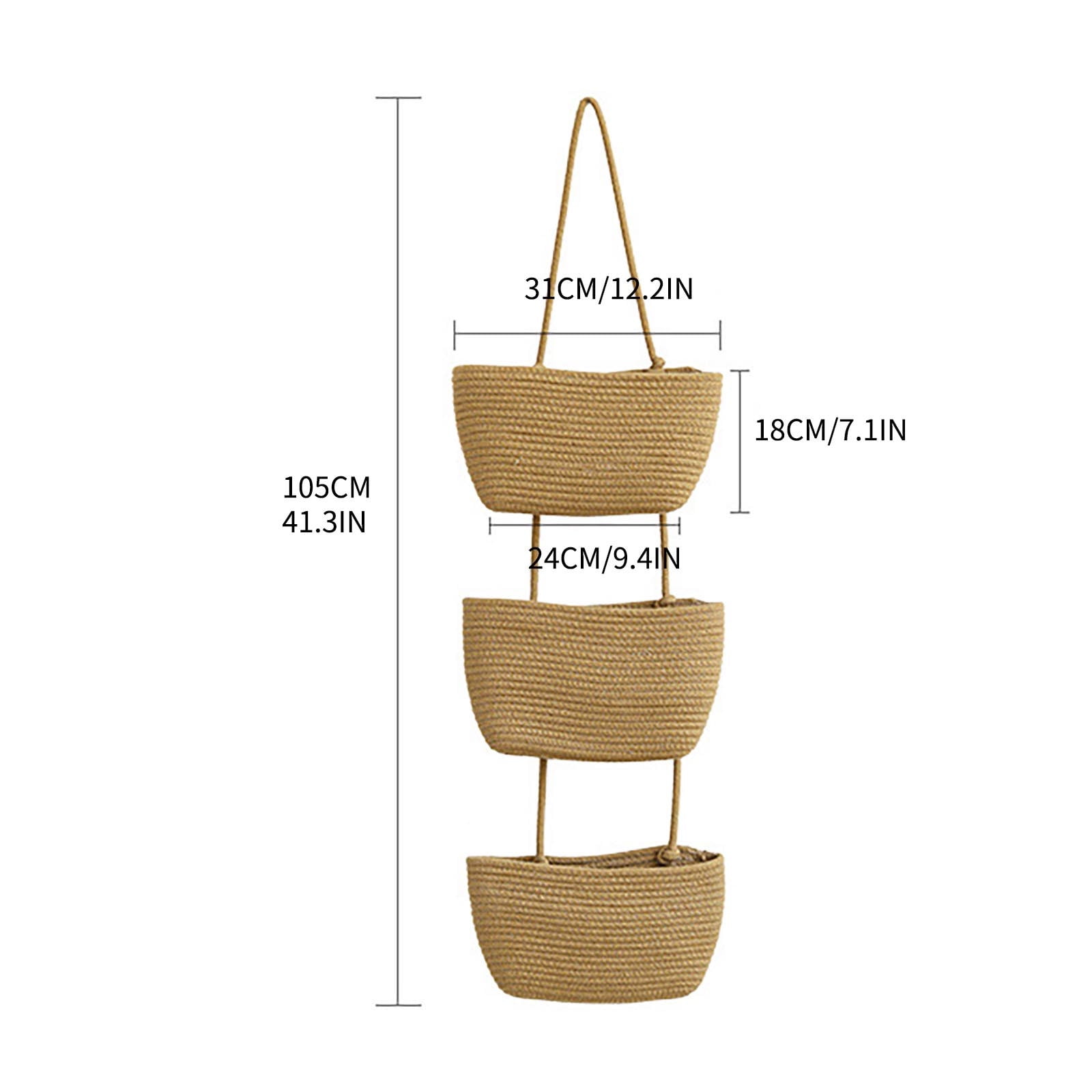 Woven Hanging Baskets for Organizing 3 Tier Hanging Wall Basket ...