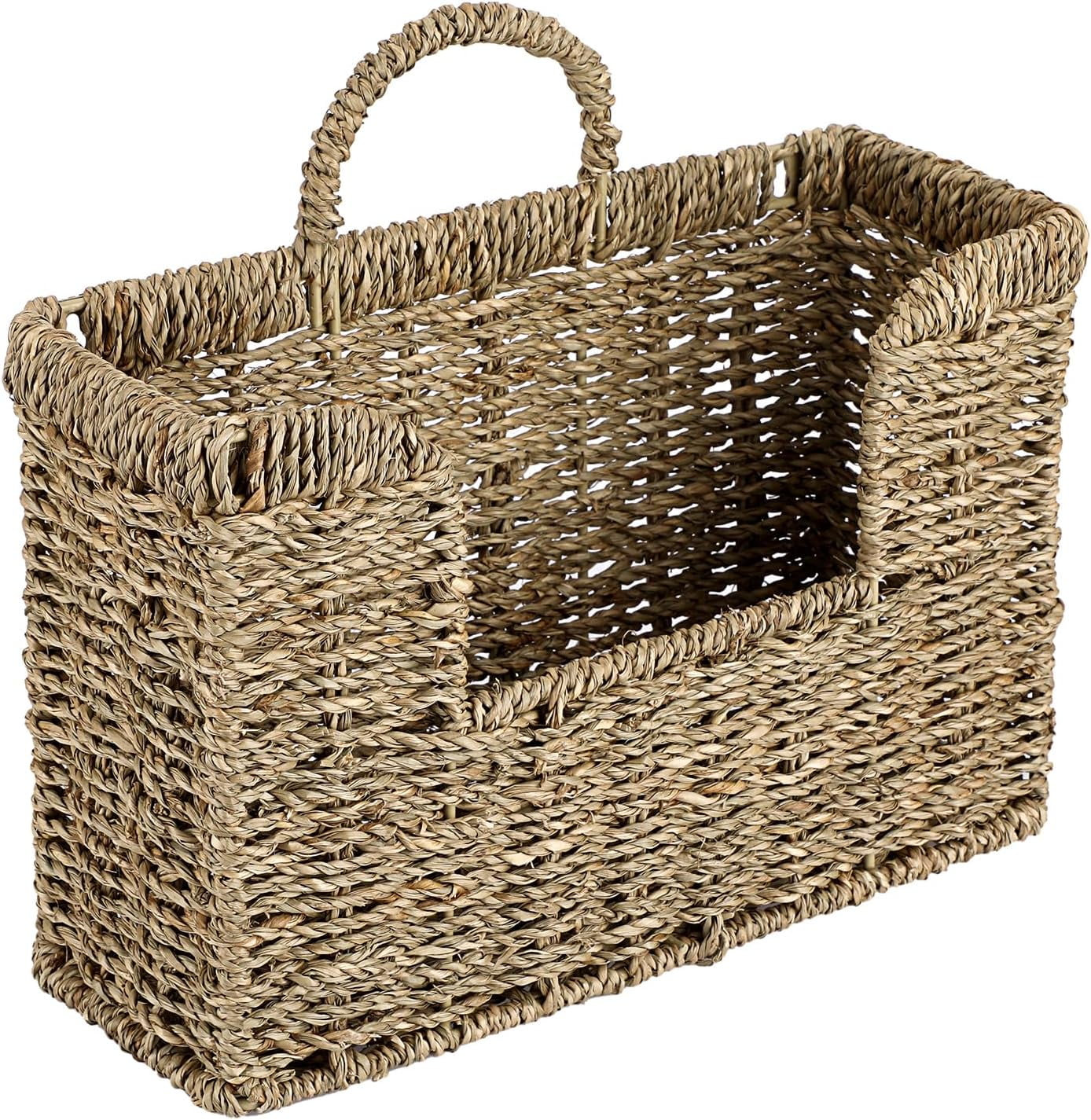 Woven Hanging Magazine Holder, Seagrass Magazine Basket, Wall Mounted ...