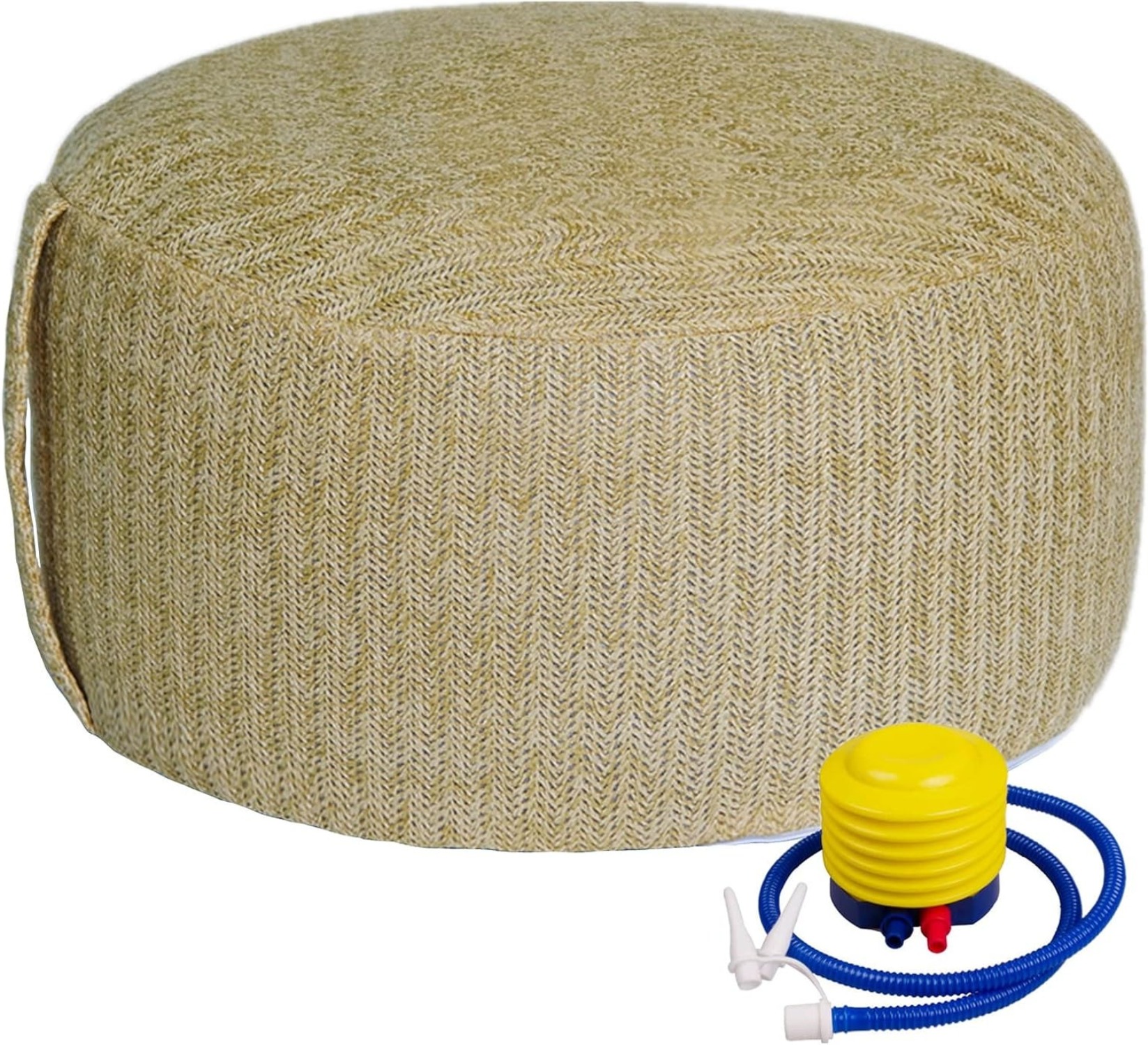 Natural Woven Round Outdoor Patio Camping Pouf, Inflatable with Air ...