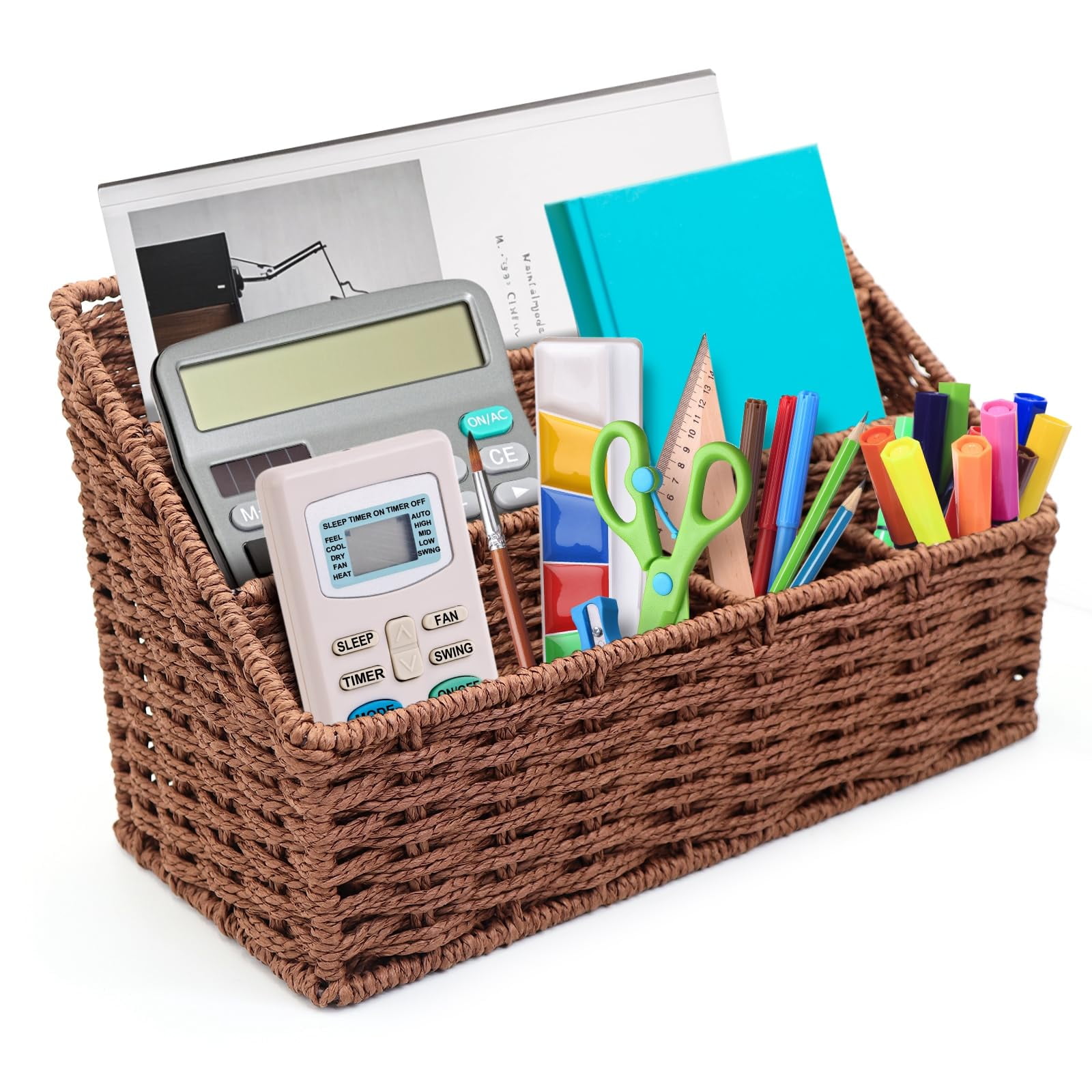Woven Mail Organizer for Desk Countertop, Mail Holder Sorter Storage ...