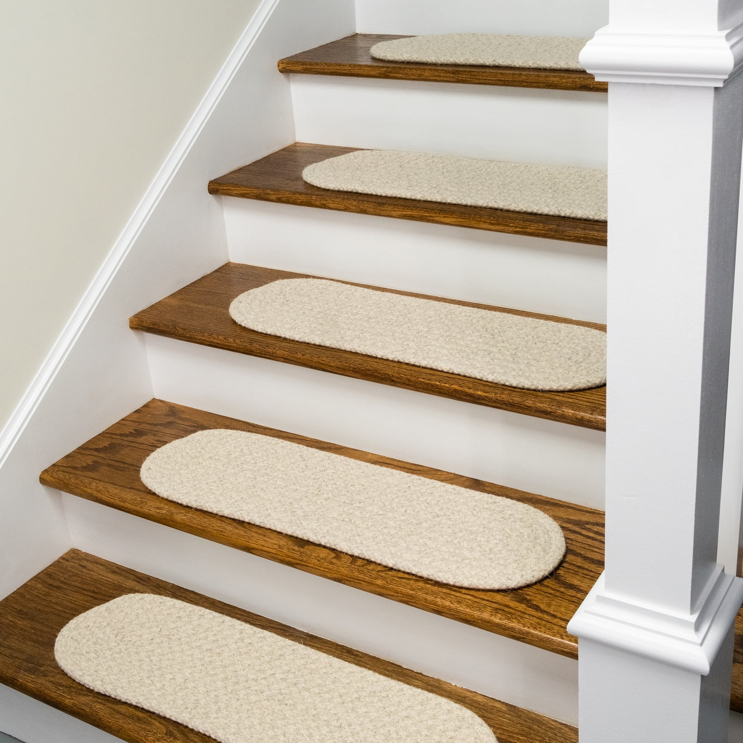 Woven Natural Houndstooth Stair Treads - Natural 8"x28" (SET 7 ...