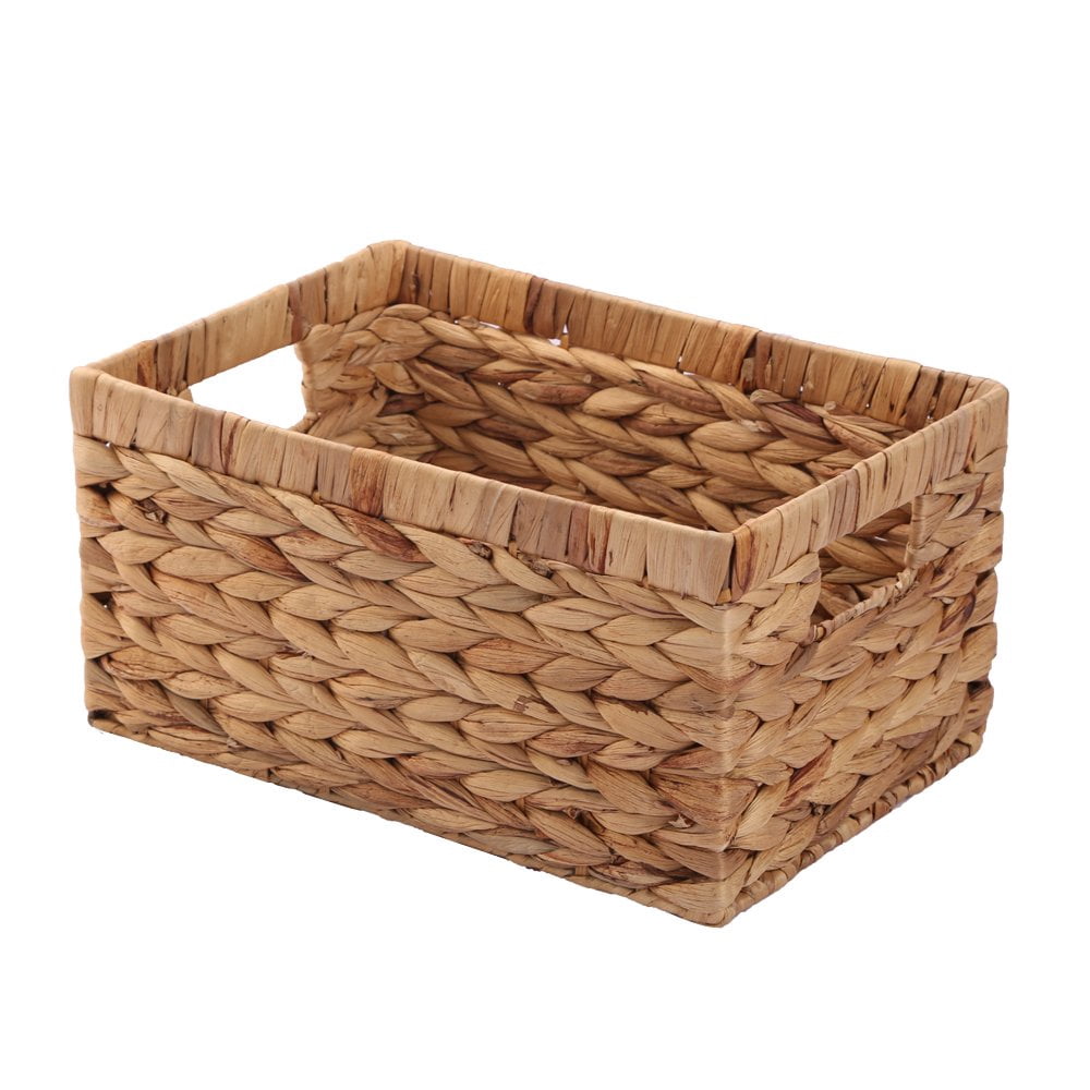 Woven Natural Water hyacinth Rectangular Storage Baskets with inside ...