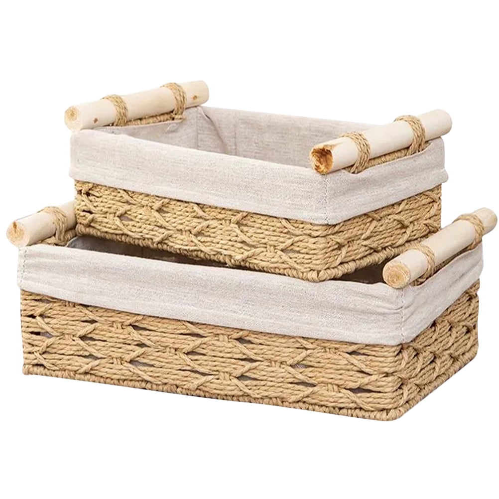 Woven Paper Rope Basket Pastoral Style Storage Macrame Bins House ...