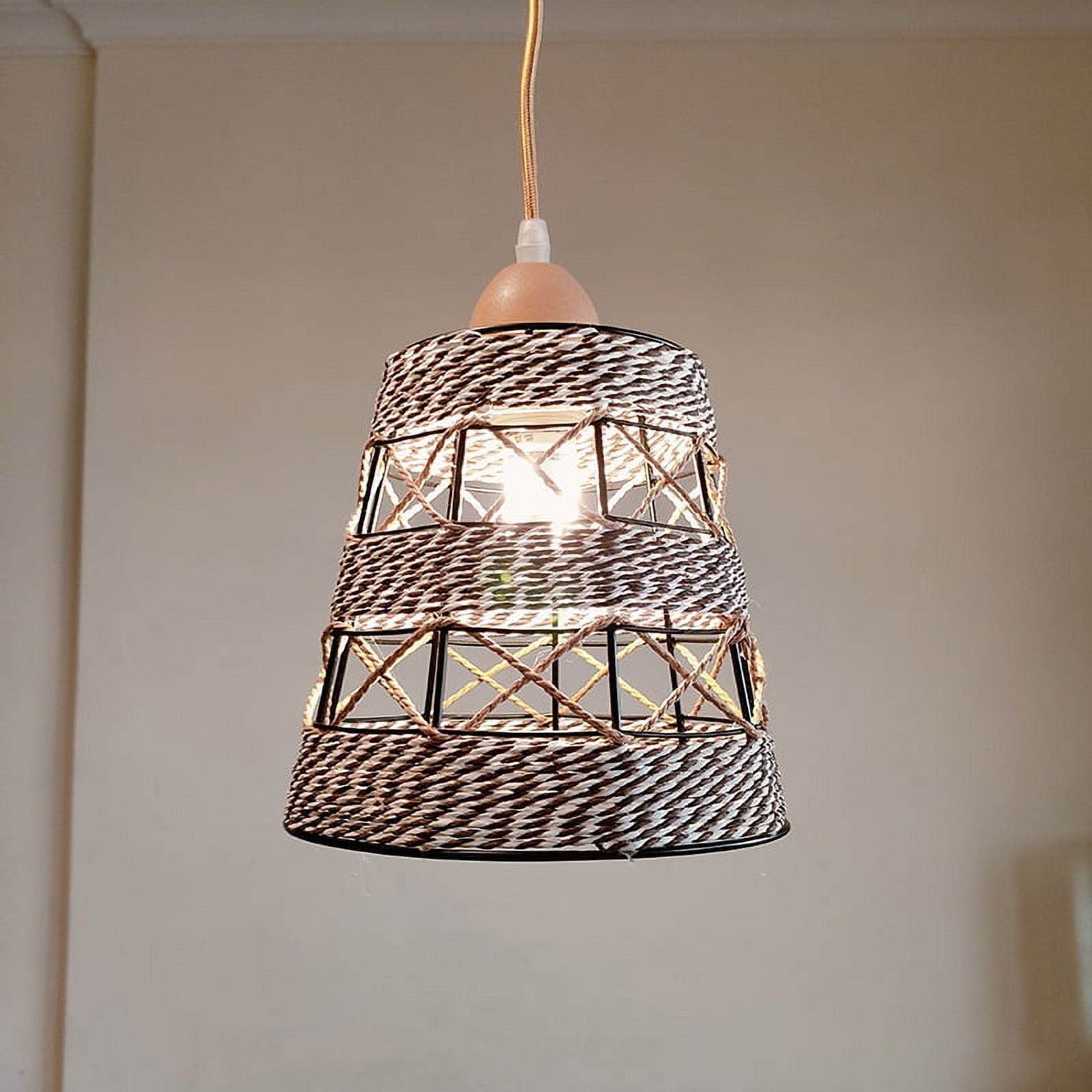 Woven Paper String Lamp Shade Ceiling Light Fixture Kitchen Farmhouse ...