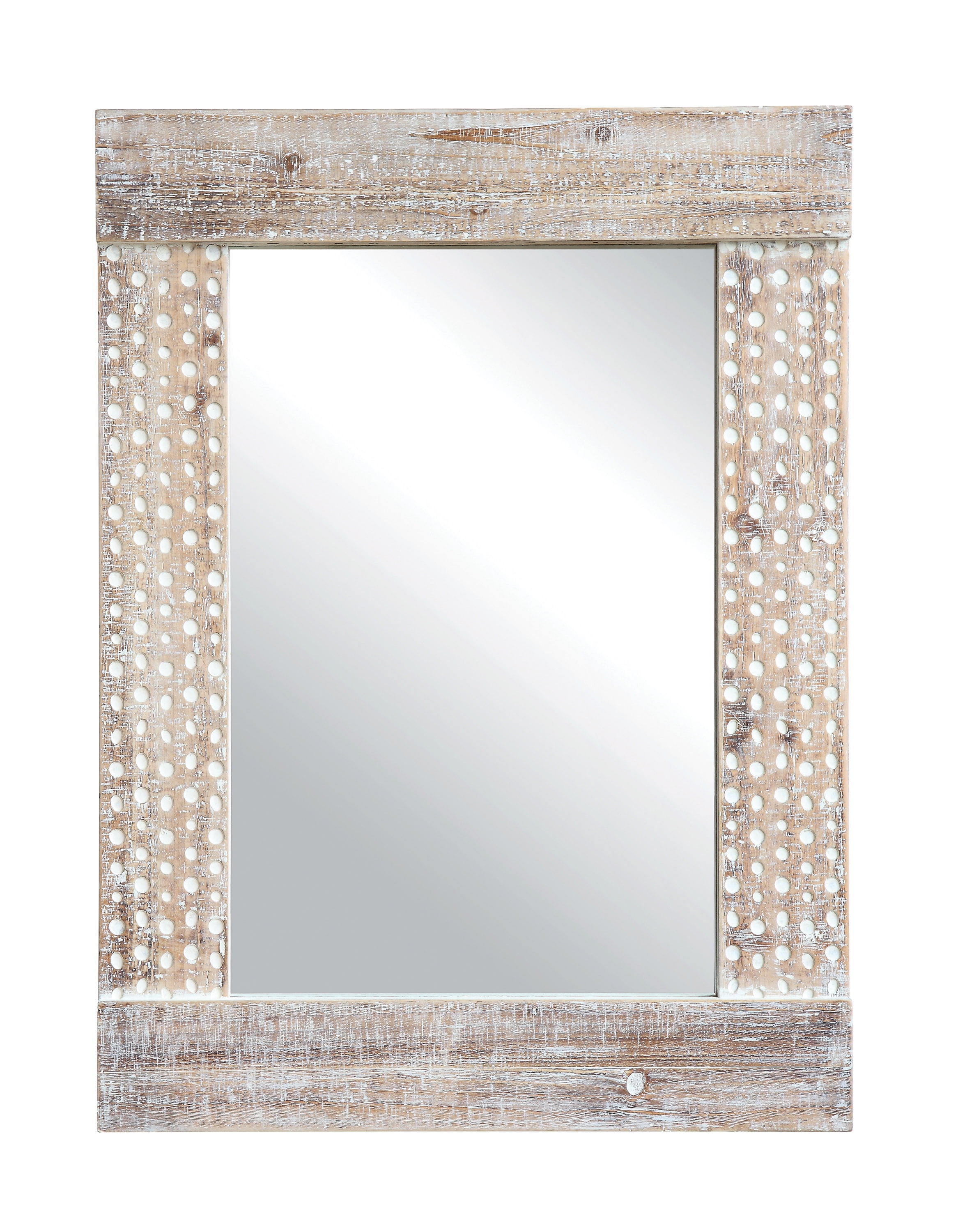 Woven Paths 23" x 31" Distressed Wood Framed Wall Mirror, White ...