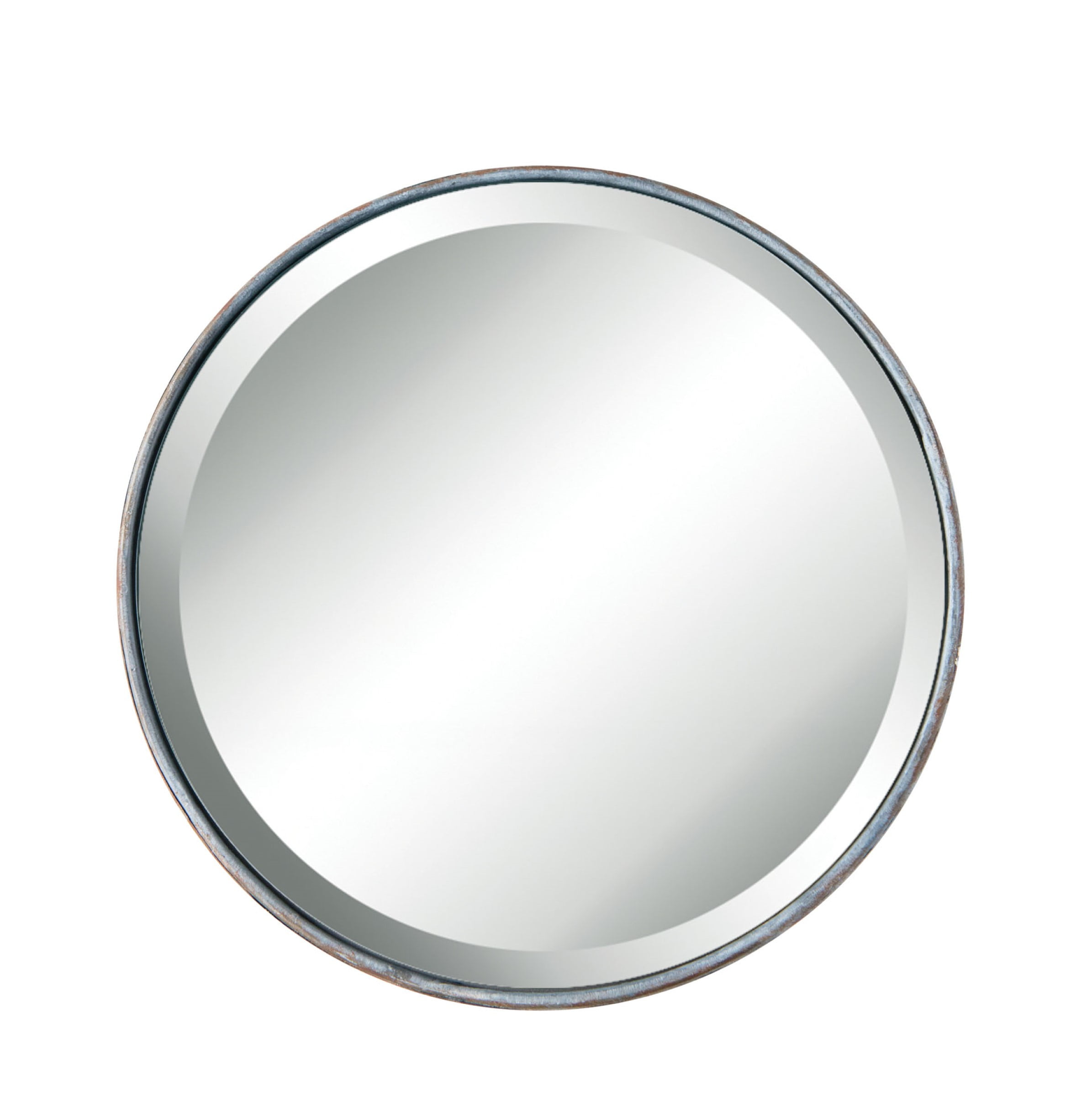 Woven Paths 9.75" Round Distressed Metal Framed Wall Mirror, Zinc ...