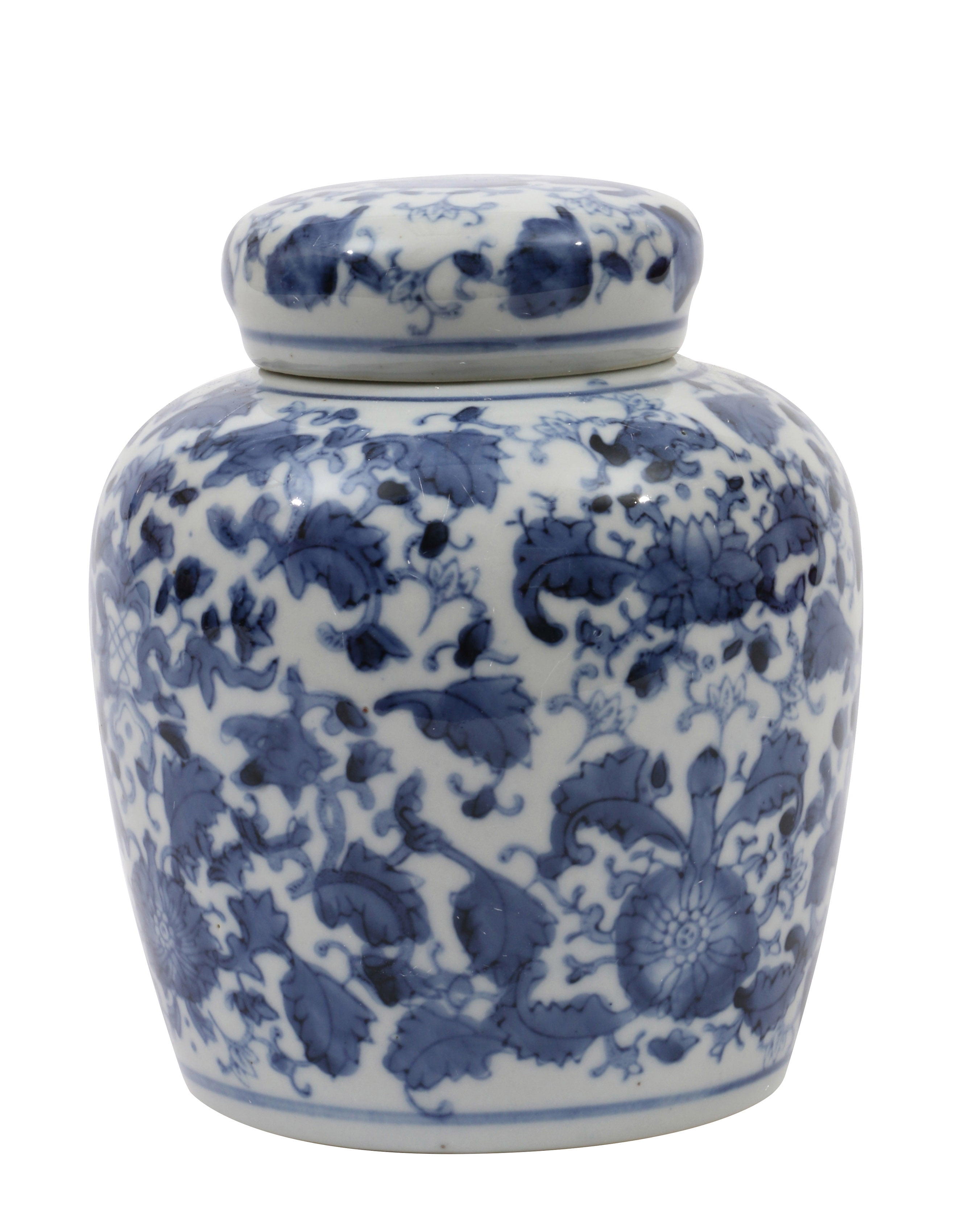 Woven Paths Blue and White Ceramic Ginger Jar with Lid - Walmart.com