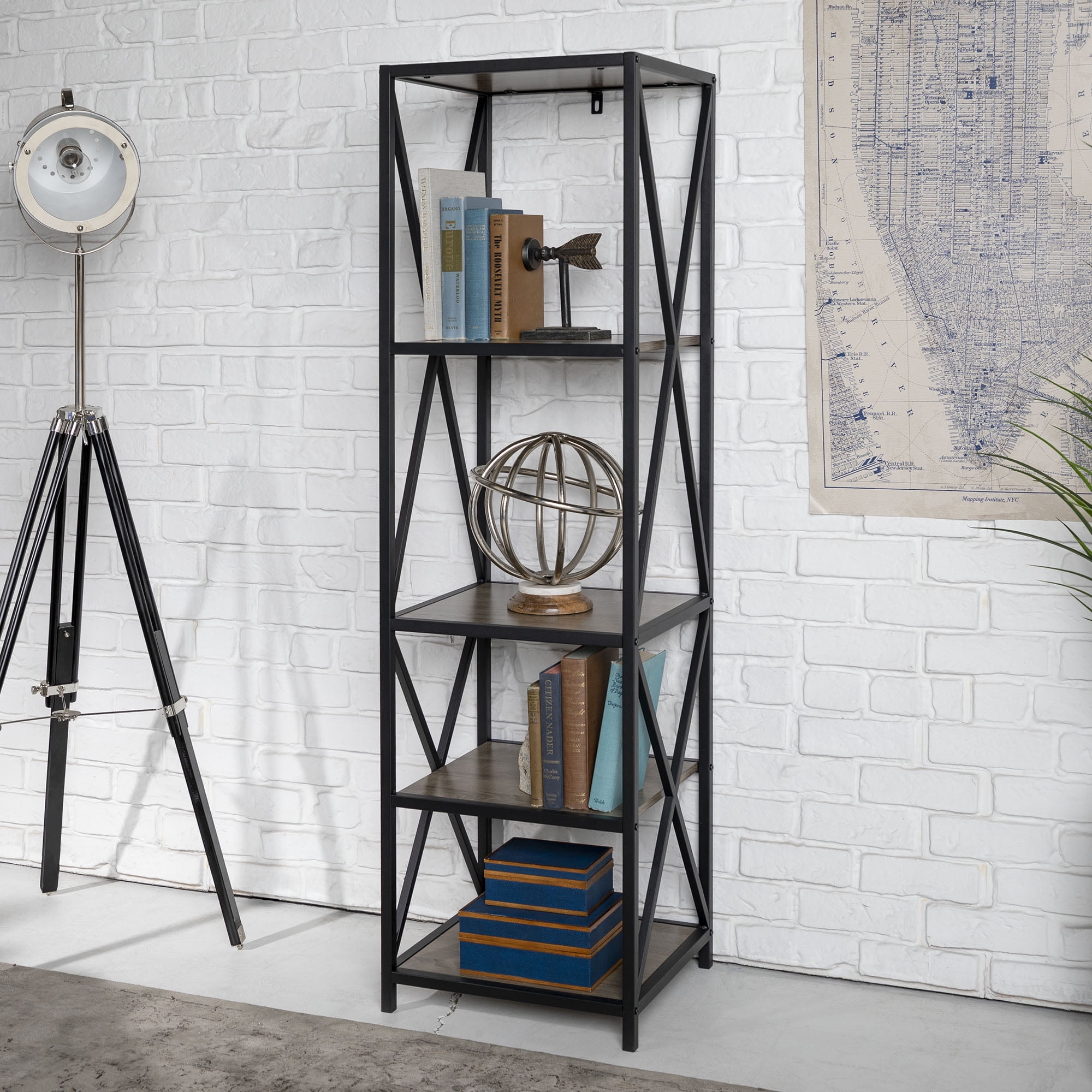 Woven Paths Charlie Farmhouse 4 Shelf Bookshelf, Driftwood - Walmart.com