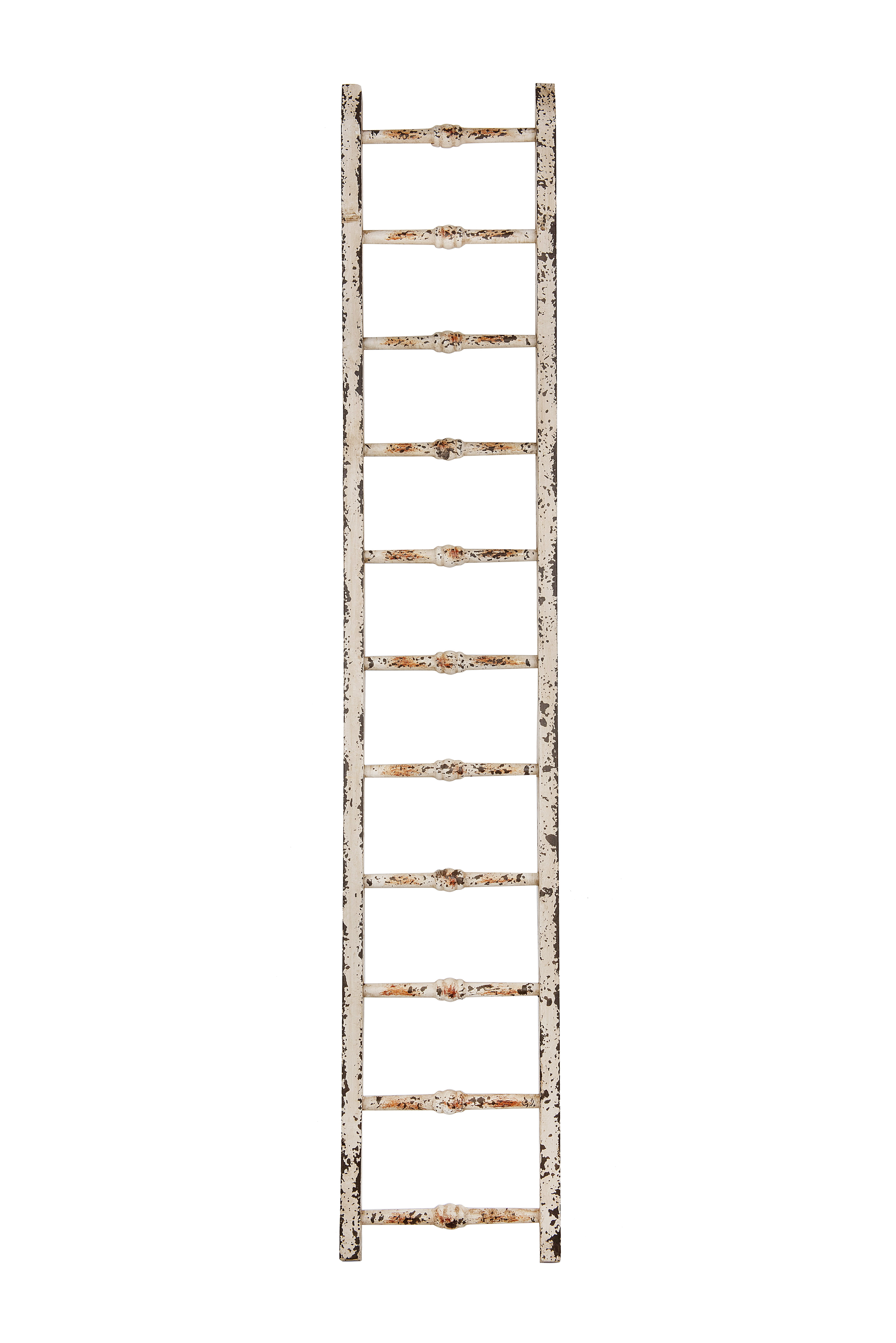 Woven Paths Farmhouse Distressed White Wood Ladder - Walmart.com