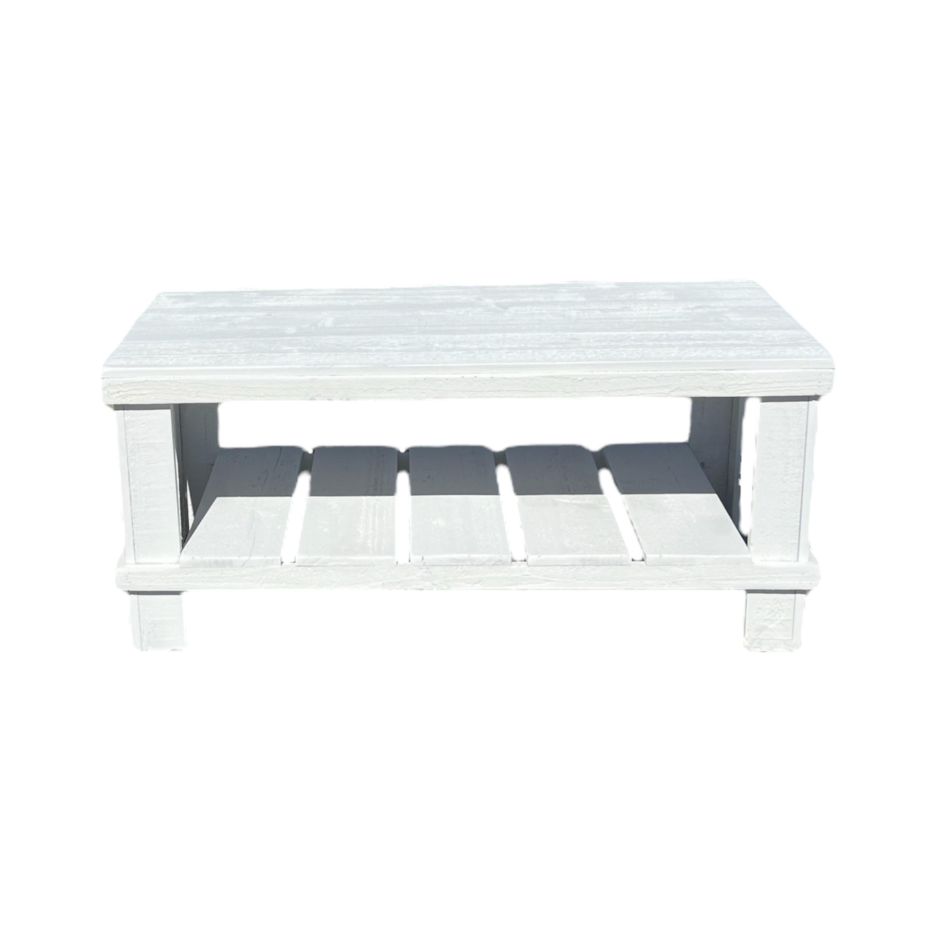 Woven Paths Farmhouse Rustic Wood Living Room Coffee Table with Shelf ...