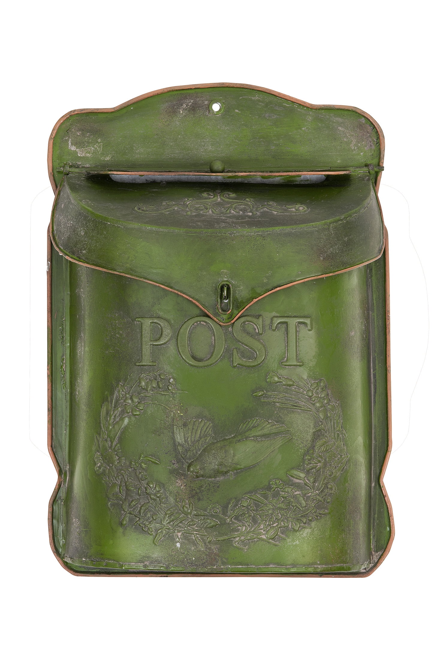 Woven Paths Green Embossed Tin "Post" Letter Box Mailbox - Walmart.com