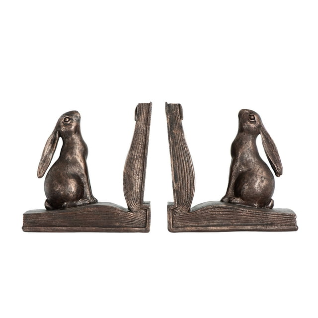 Woven Paths Rabbit Shaped Resin Bookends, 6", Rustic Bronze - Walmart.com