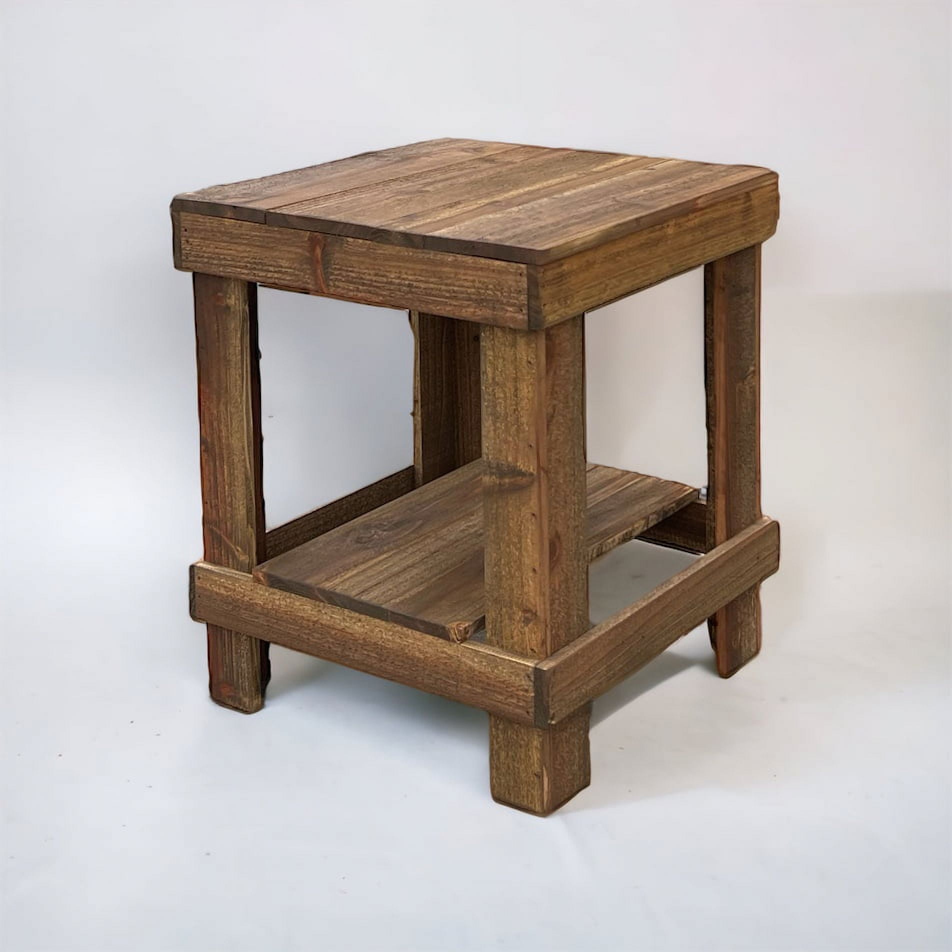 Woven Paths Rustic Solid Wood End Table, Farmhouse Style - Walmart.com