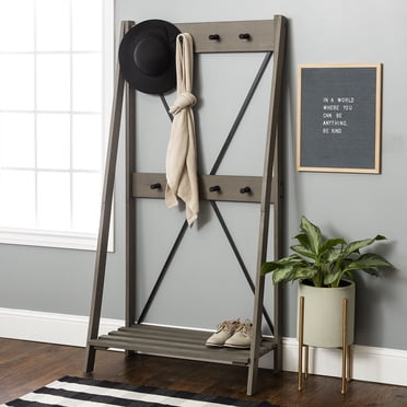 Manor Park Slat Hall Tree with Adjustable Storage, Grey Wash - Walmart.com