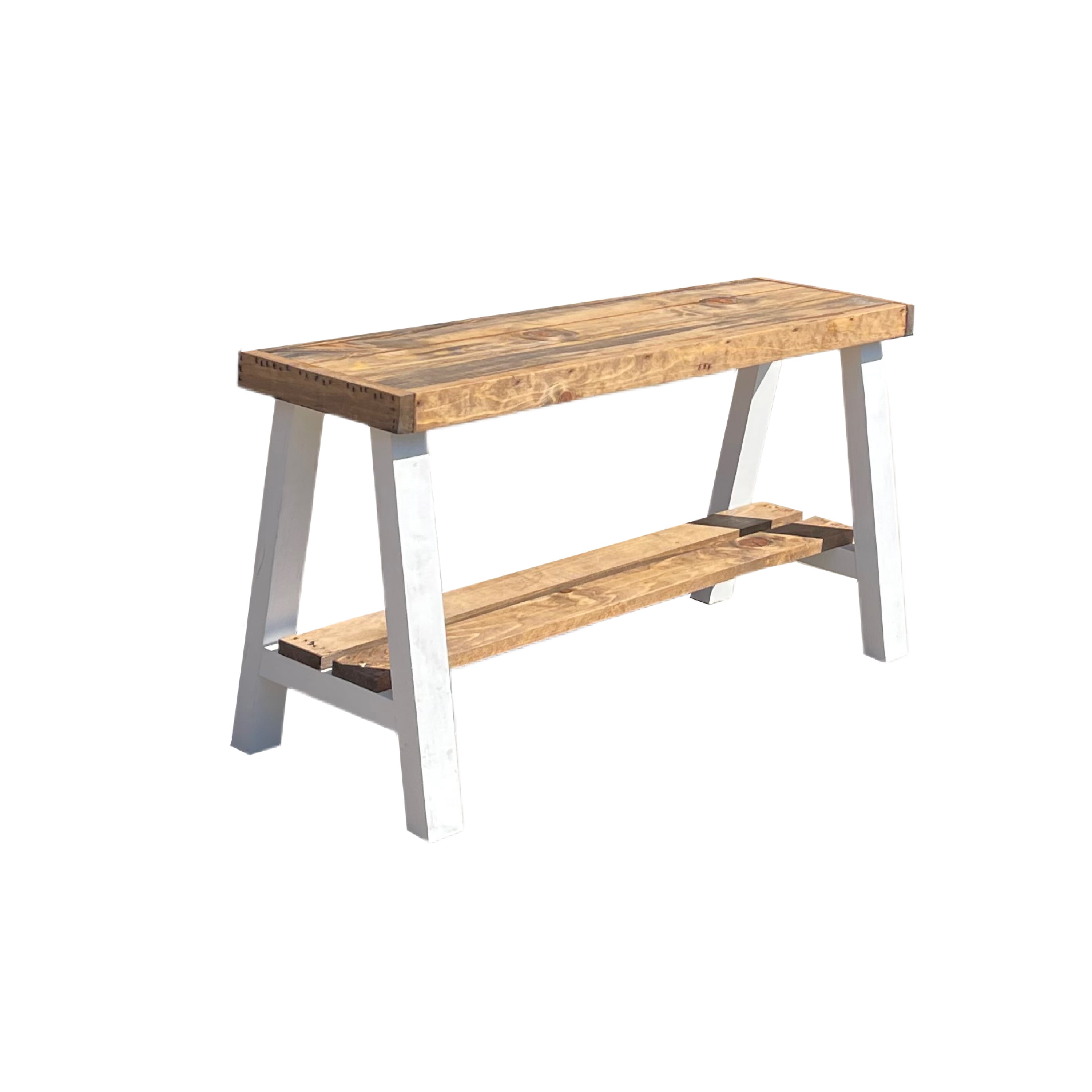 Woven Paths Solid Wood Plank Entryway Bench, Light Brown/White ...