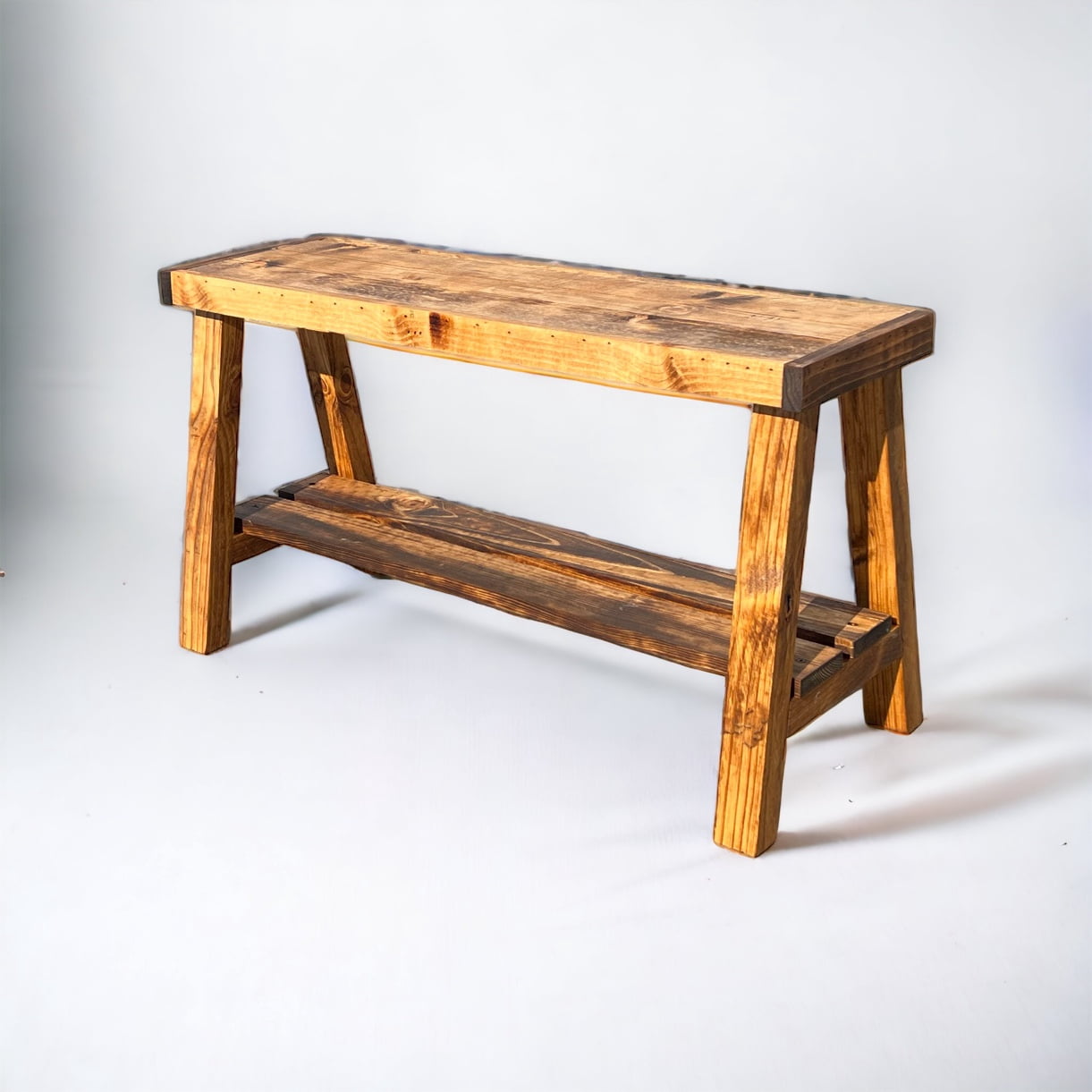 Woven Paths Solid Wood Plank Entryway Bench, Light Brown - Walmart.com
