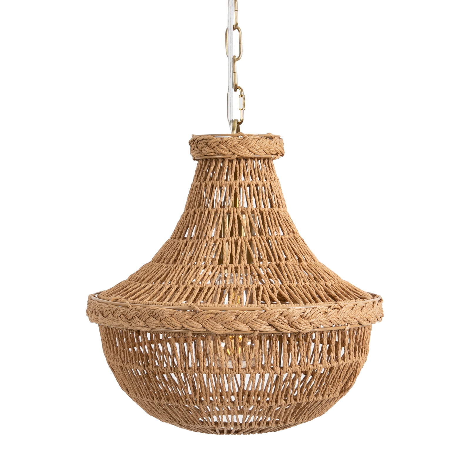 Woven Pendant Light,Hand-Woven Rattan Chandelier Boho Hanging Pendant ...
