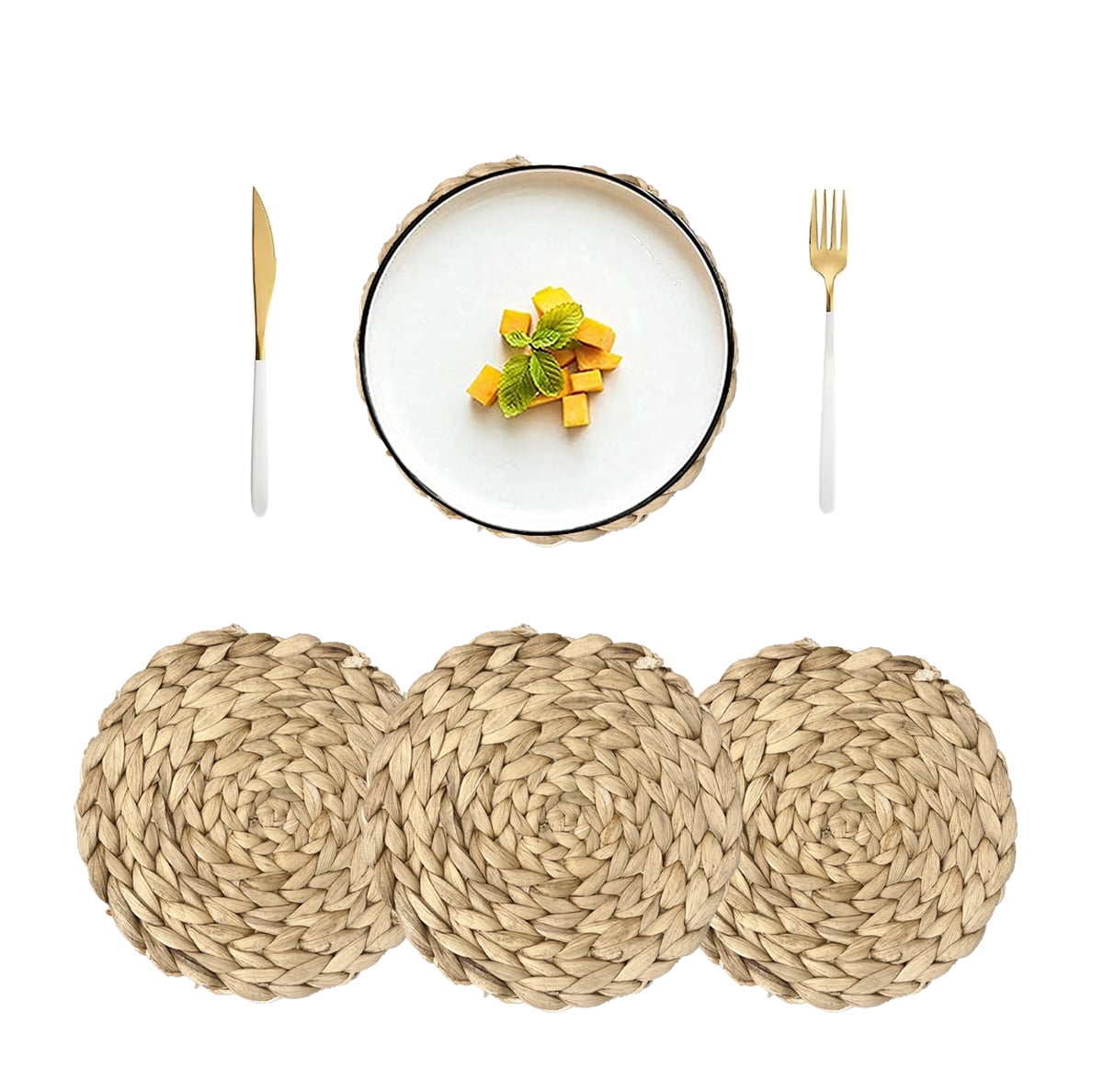 Woven Placemats Set of 4 Farmhouse Braided Placemats Heat Resistant ...