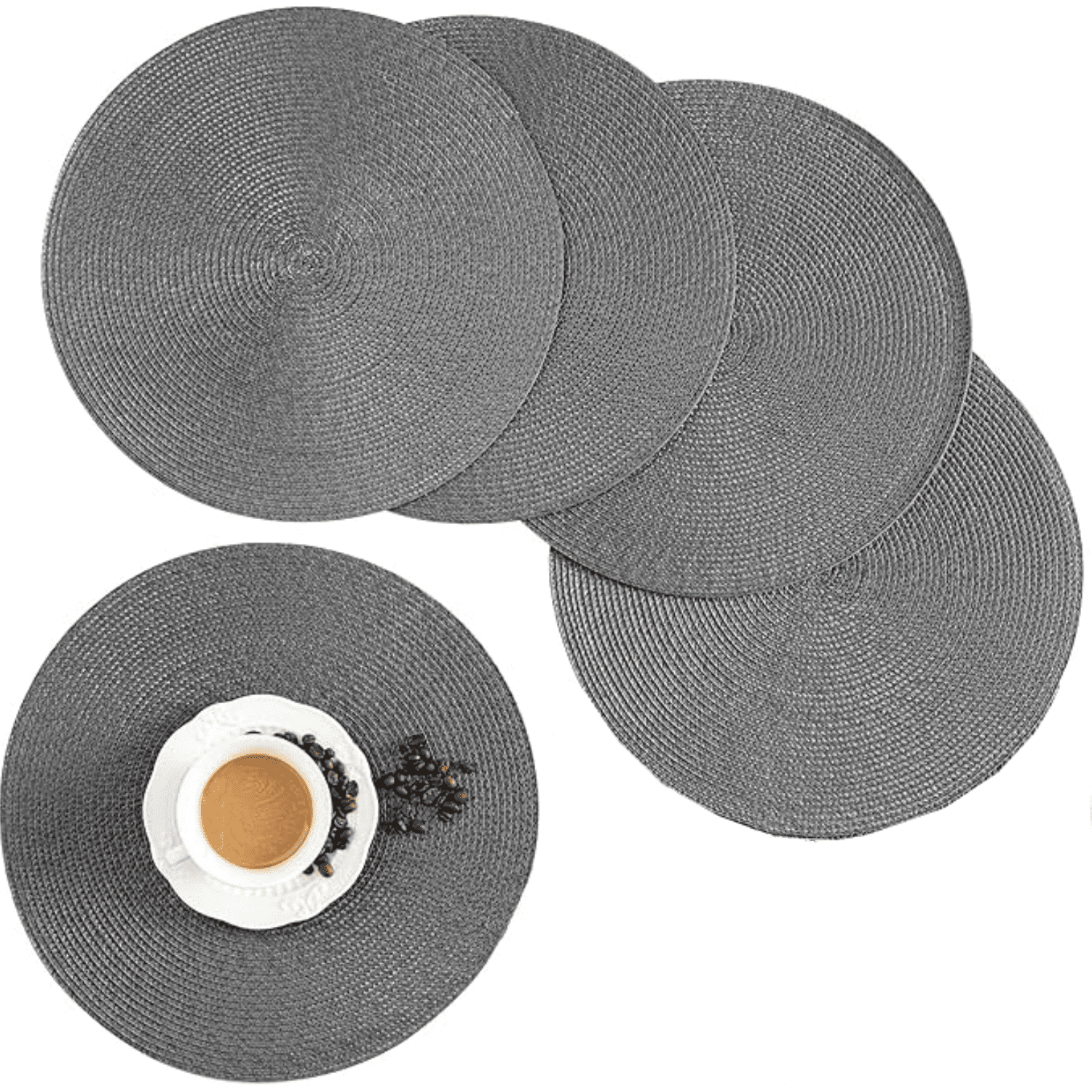 Woven Placemats Set of 4,Round Woven Mats,Table Round Placemat,Durable ...