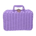 Woven Plastic Rattan Storage Trunk with Handles, Portable Handheld ...