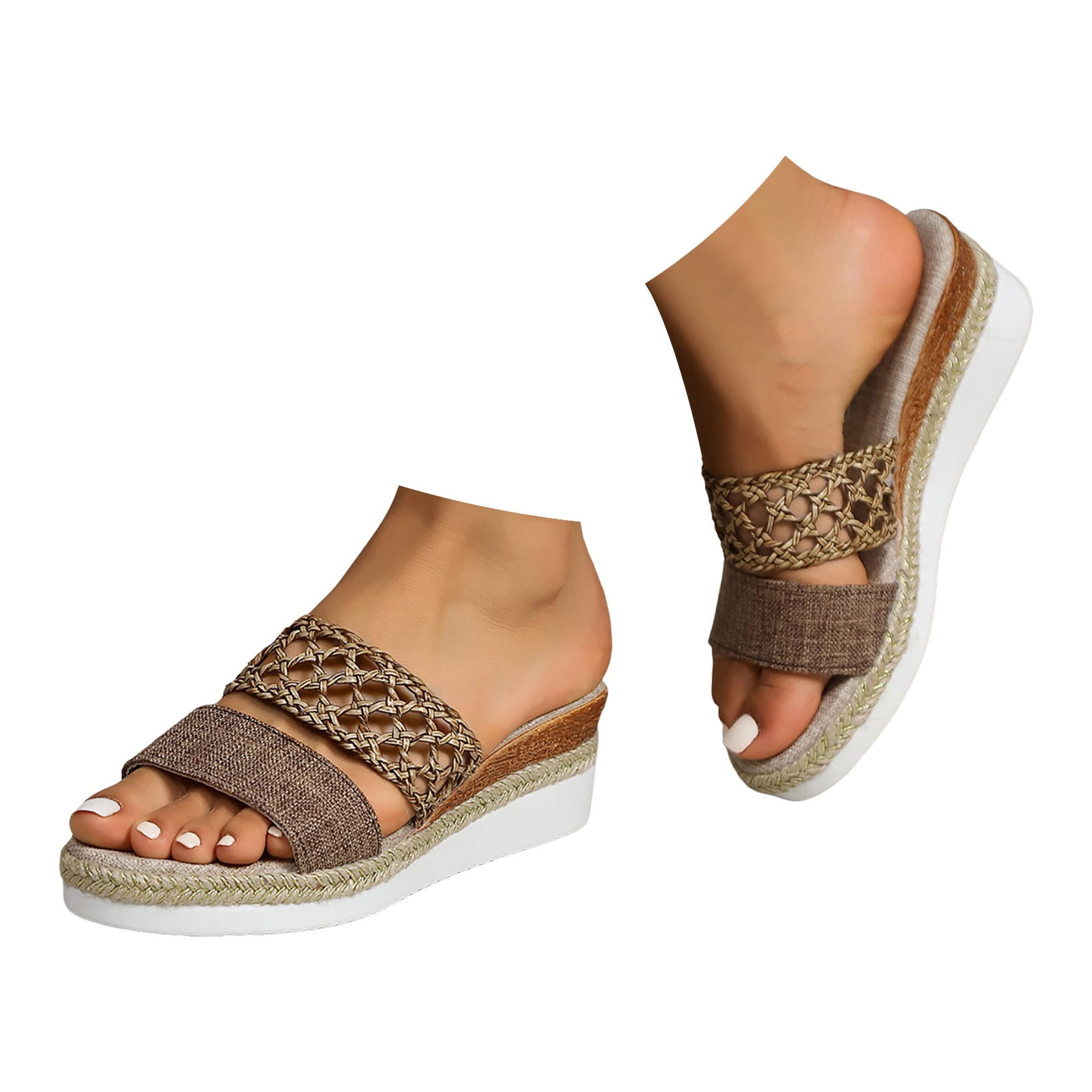 Woven Platform Slipper Sandals for Women 2025 Boho Beach Summer ...