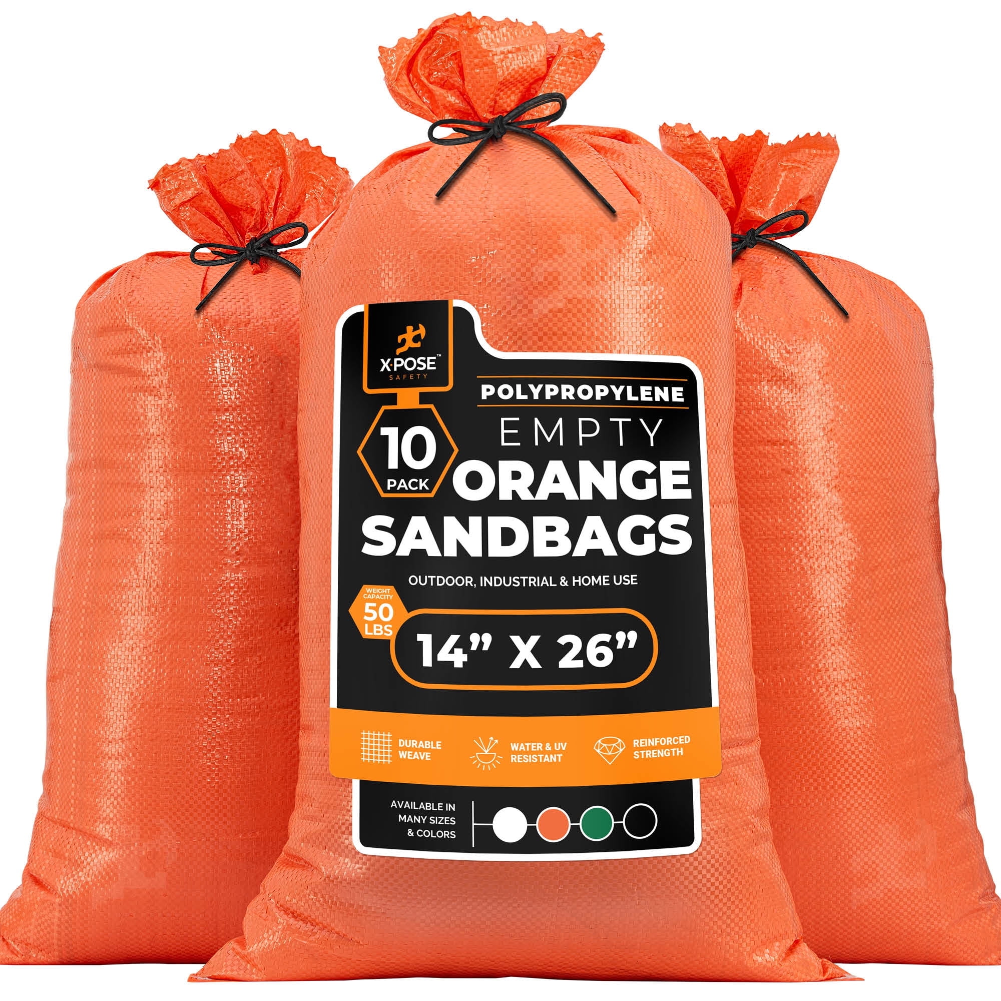 Xpose Safety Woven Polypropylene Sand Bags for Flooding, Gravel, 14" x ...