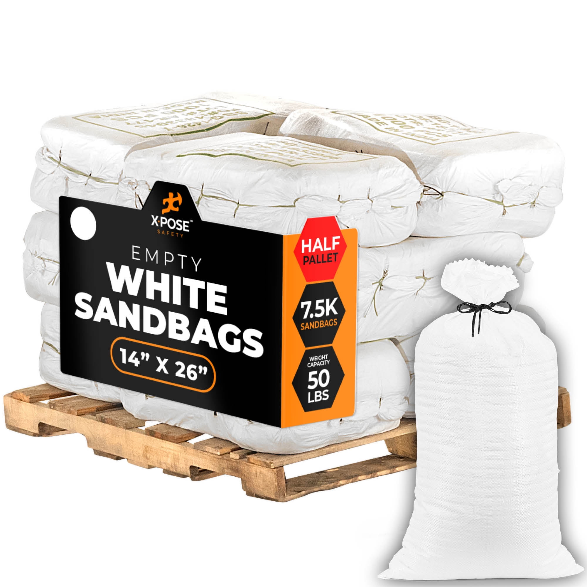 Woven Polypropylene Sand Bags for Flooding, Gravel -14" x 26" Sacks 50 ...