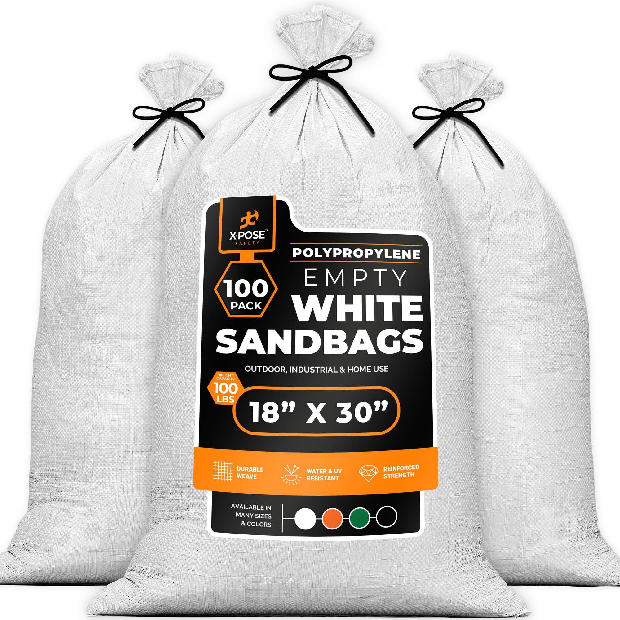 Woven Polypropylene Sand Bags for Flooding, Gravel-18" x 30" Sacks 100 ...