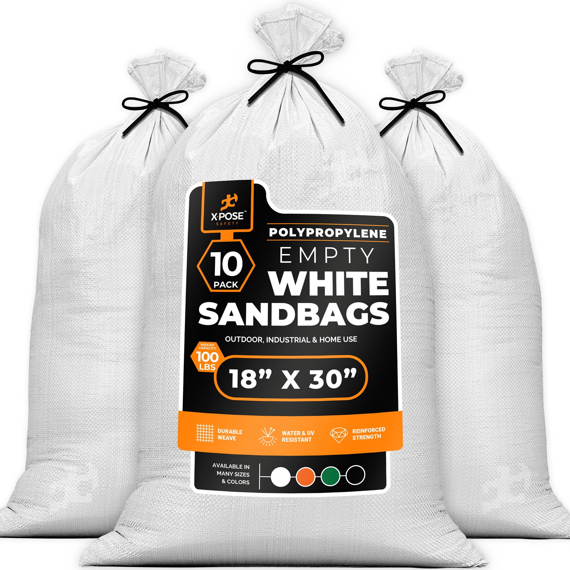 Xpose Safety-Woven Polypropylene Sand Bags for Flooding-18" x 30" Sacks ...