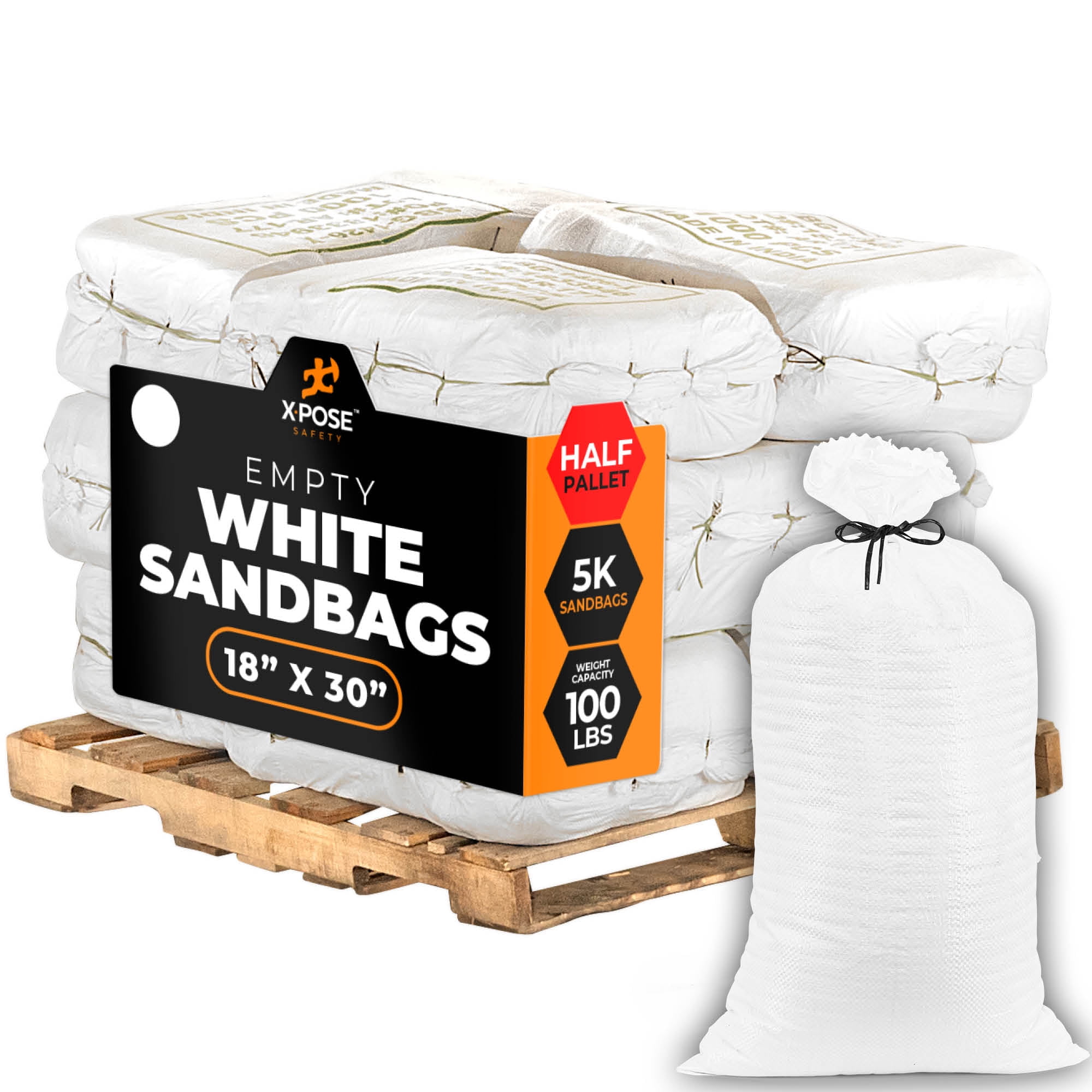 Woven Polypropylene Sand Bags for Flooding, Gravel -18" x 30" Sacks 100 ...
