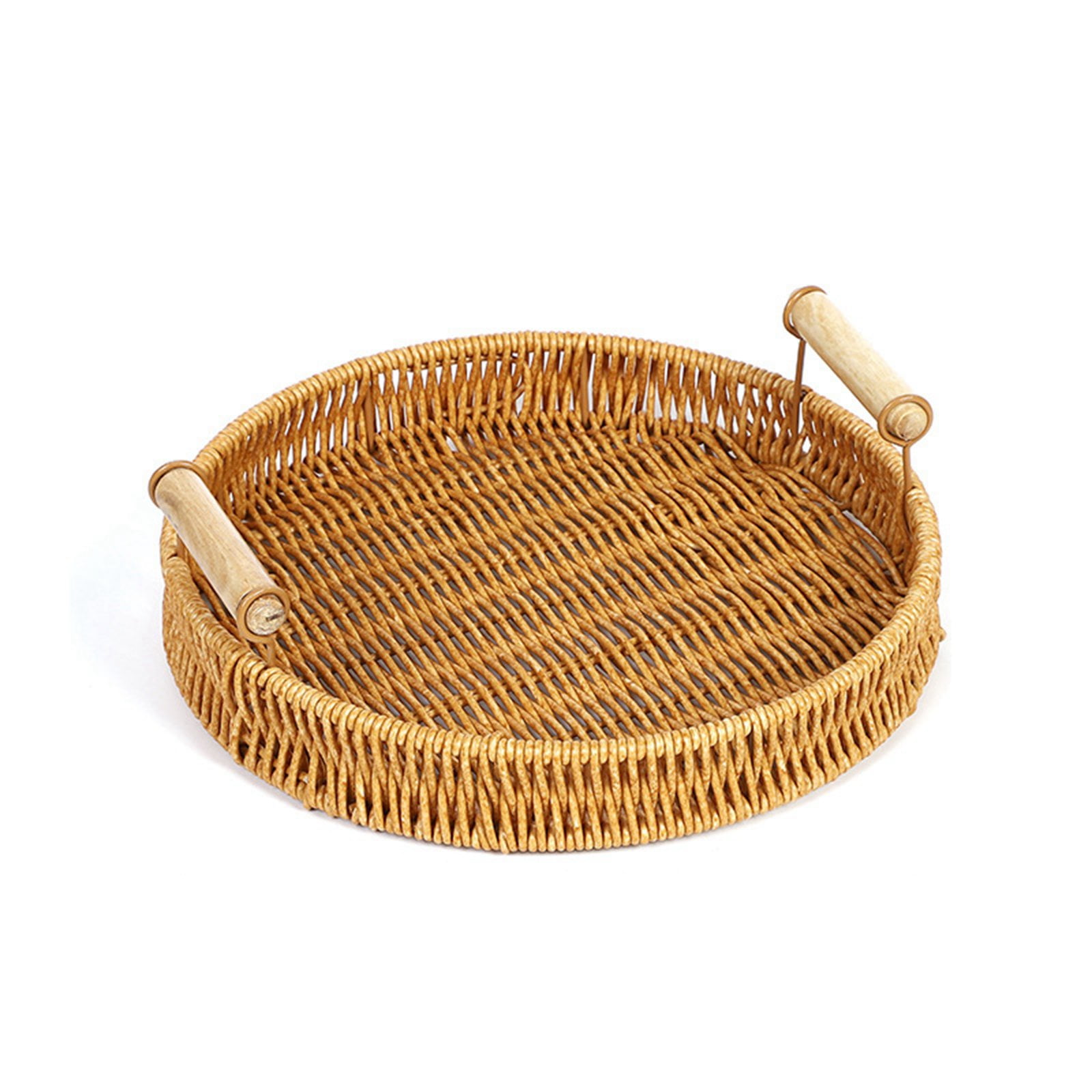 Woven Rattan Basket Round Rattan Serving Tray Handmade Bread Basket ...