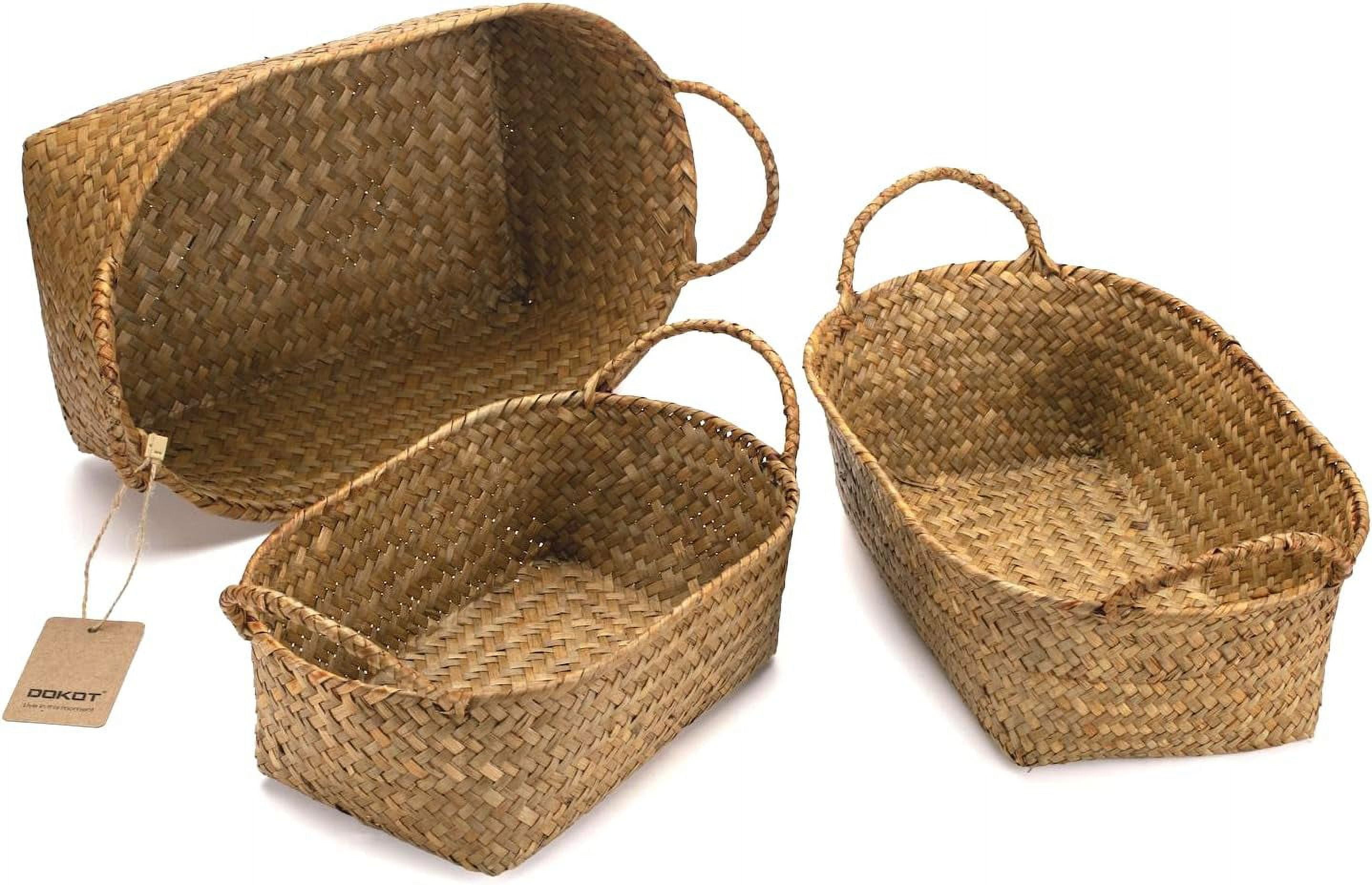 Woven Rattan Baskets - Set of 3, Perfect for Kitchen Storage and ...